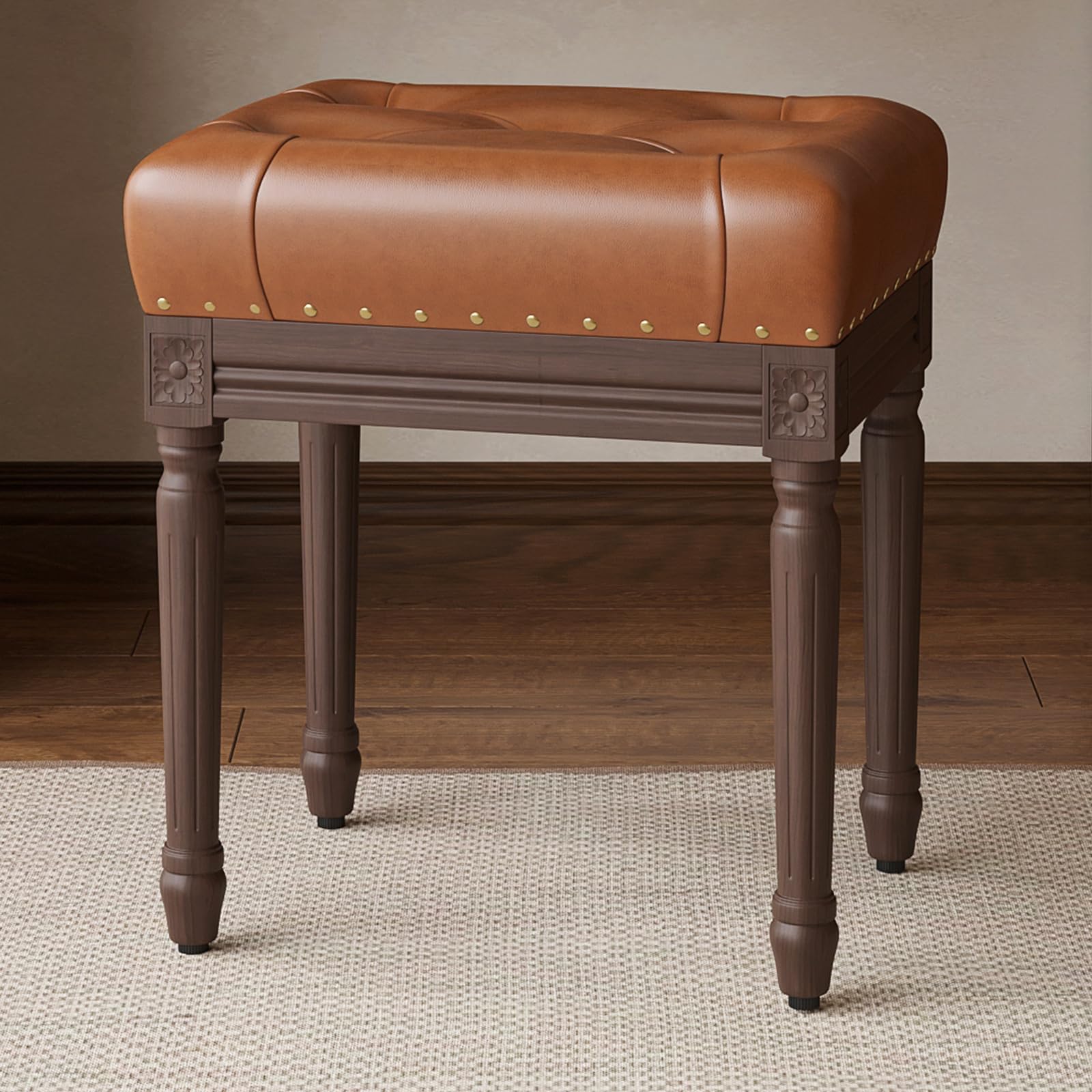 Amazon.com: NTailed FOX Modern Tufted Vanity Stool with PU Leather ...