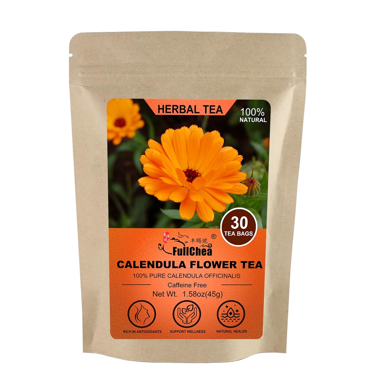 Amazon.com : FullChea - Dried Calendula Flowers Tea, 30 Teabags, 1.5g ...