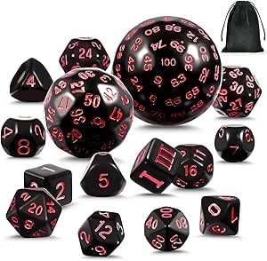 Amazon.com: DNDND D100 Polyhedral Dice Set 15 Pieces DND Dice D3 D4 D5 ...