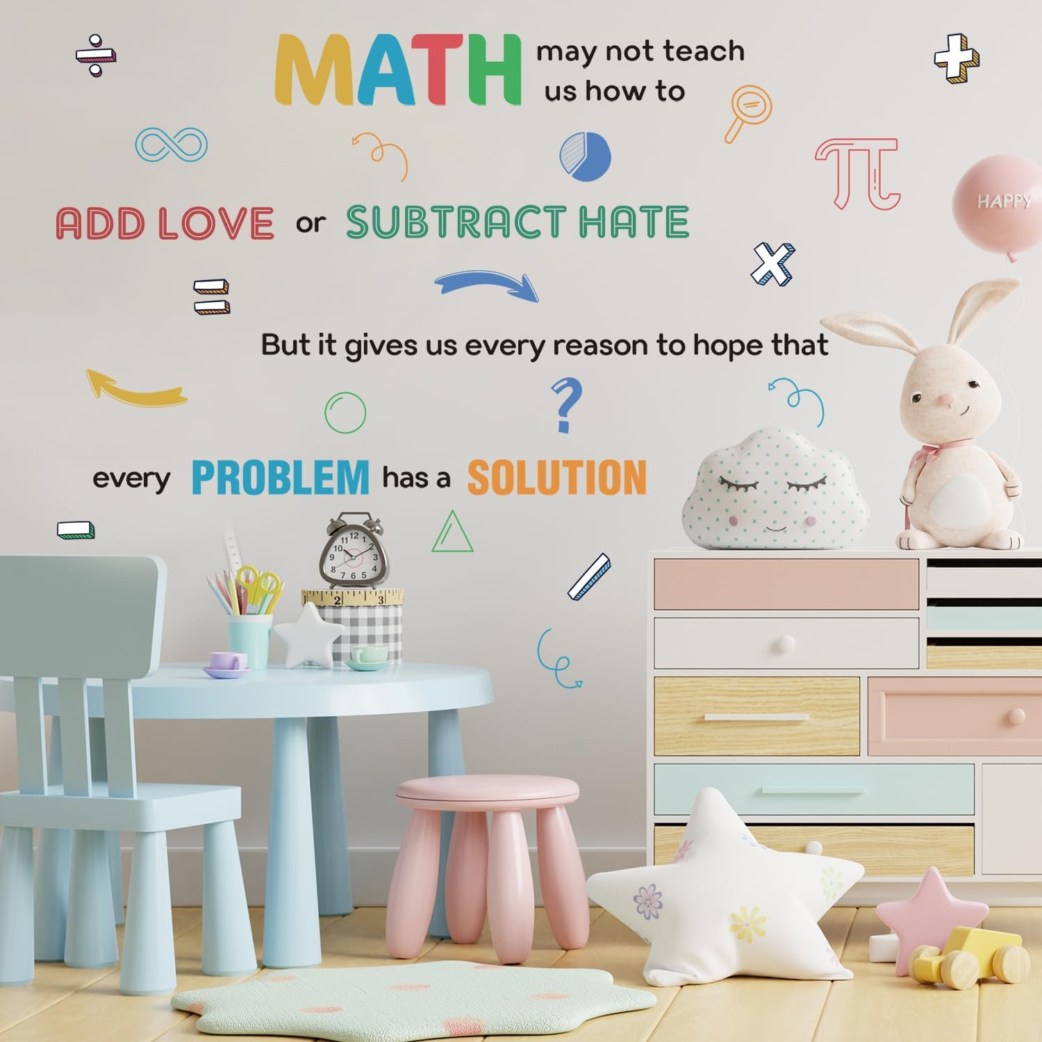 Amazon.com: 62pcs Math Wall Stickers Colorful Mathematics Wall Decals ...