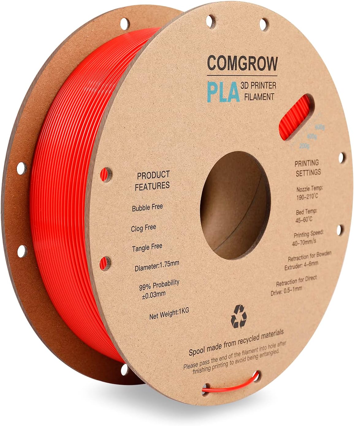 Creality 3D Printer Filament, PLA Filament 1.75mm Bundle 2Kg for 3D ...