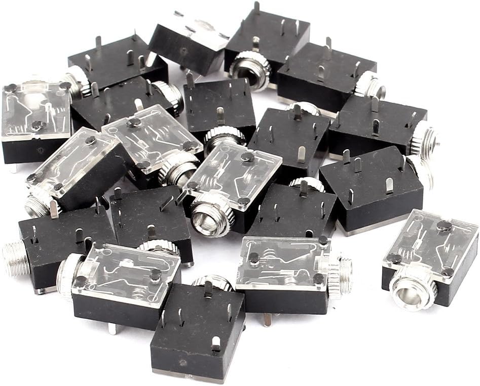 Amazon.com: Tegg 8pcs PJ-307 3.5mm Stereo Jack Socket 5 Pin PCB Mount ...