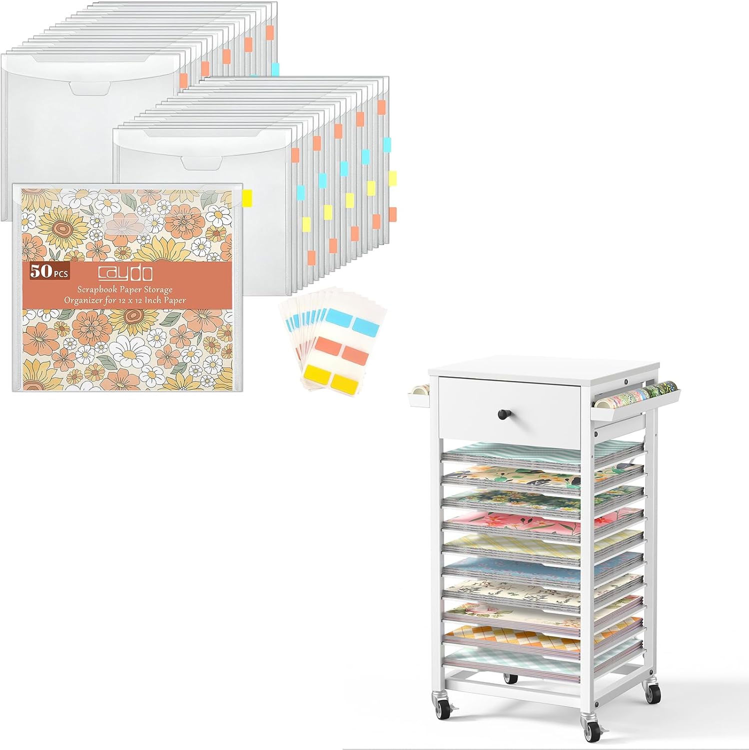 Amazon.com: Caydo 50 Pieces 12 x 12 Inch Scrapbook Paper Storage ...