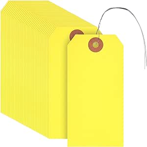 Amazon.com : Koogel 120PCS Tags with Wire, Yellow Shipping Tags ...