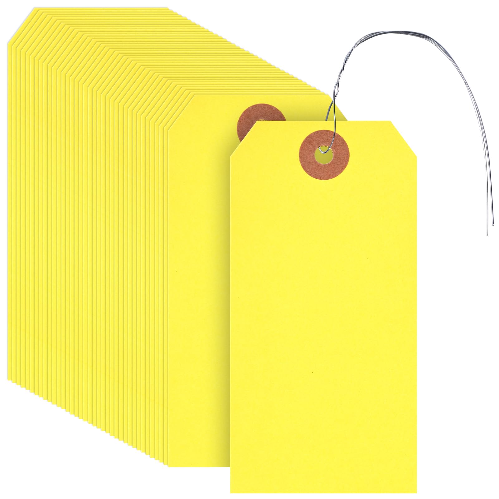 Amazon.com : Koogel 120PCS Tags with Wire, Yellow Shipping Tags ...