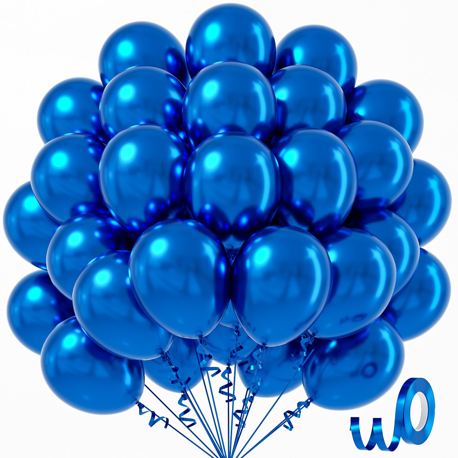 Amazon.com: Awenztech Metallic Blue Balloons 12 inch, Chrome Blue Latex ...