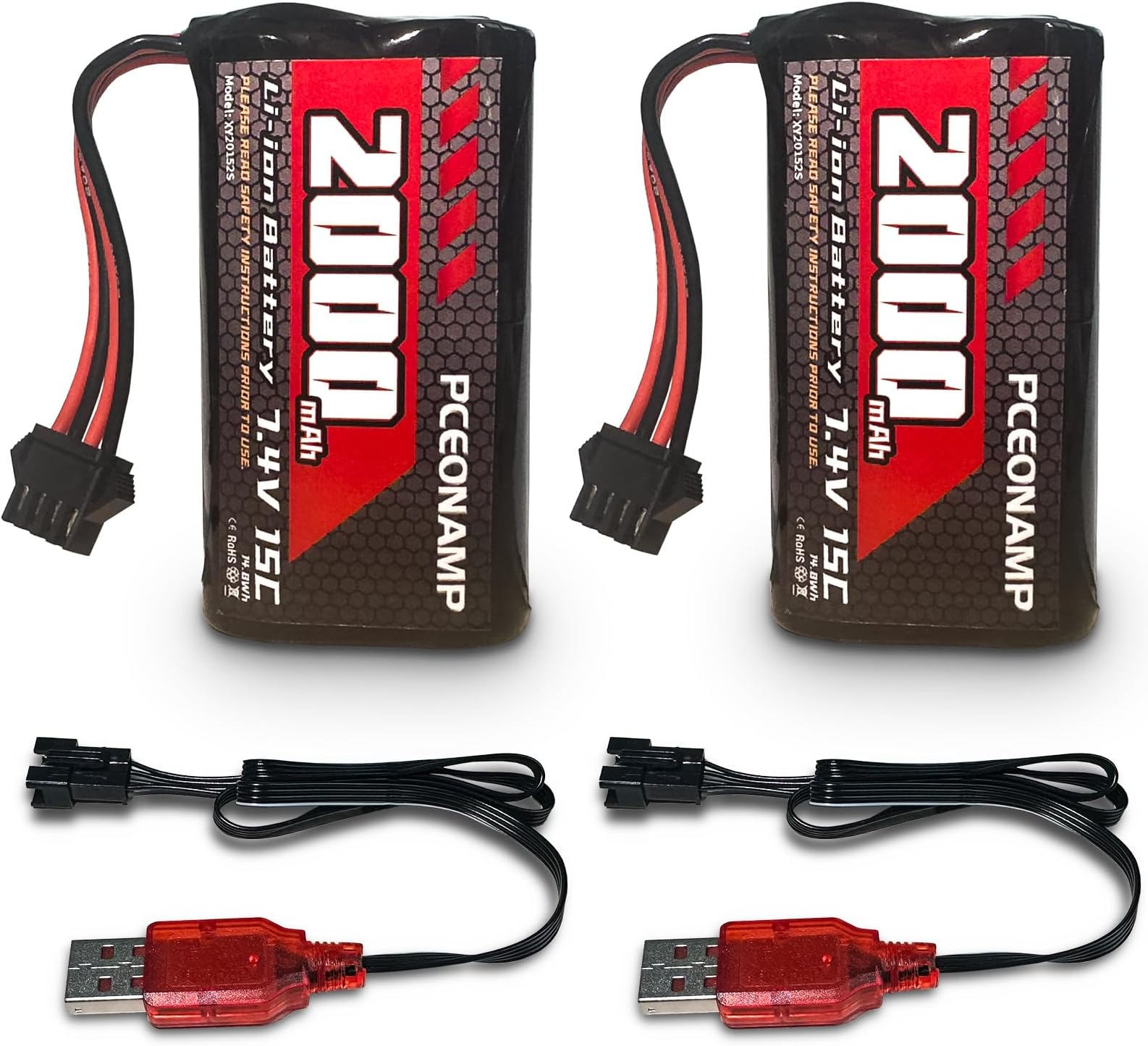 Amazon.com: PCEONAMP Gel Blaster Battery 2000mAh 7.4V Li-ion Battery ...