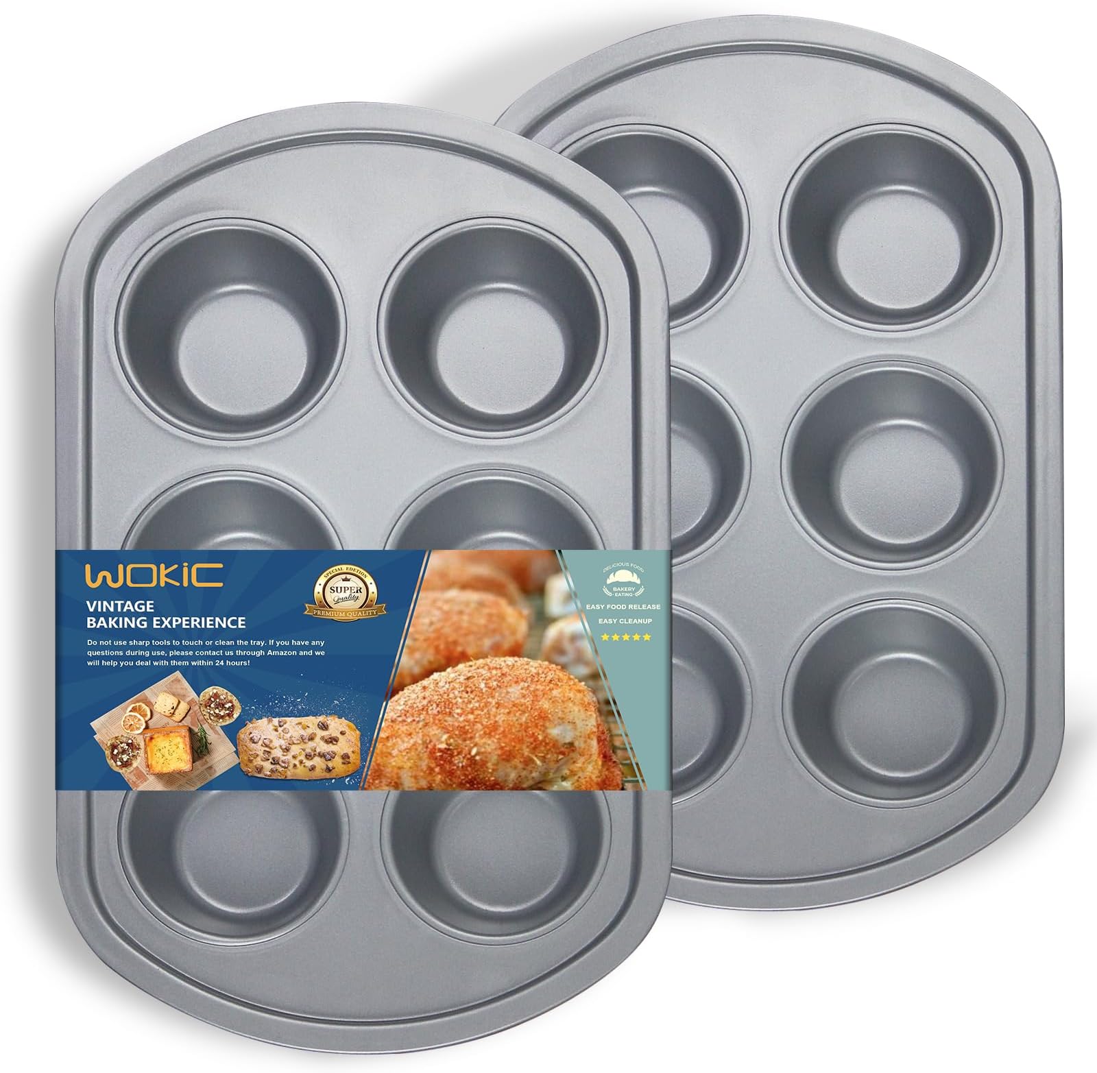 Amazon.com: Wokic Nonstick Muffin Pan,6-Cup Cupcake Pans Professional ...