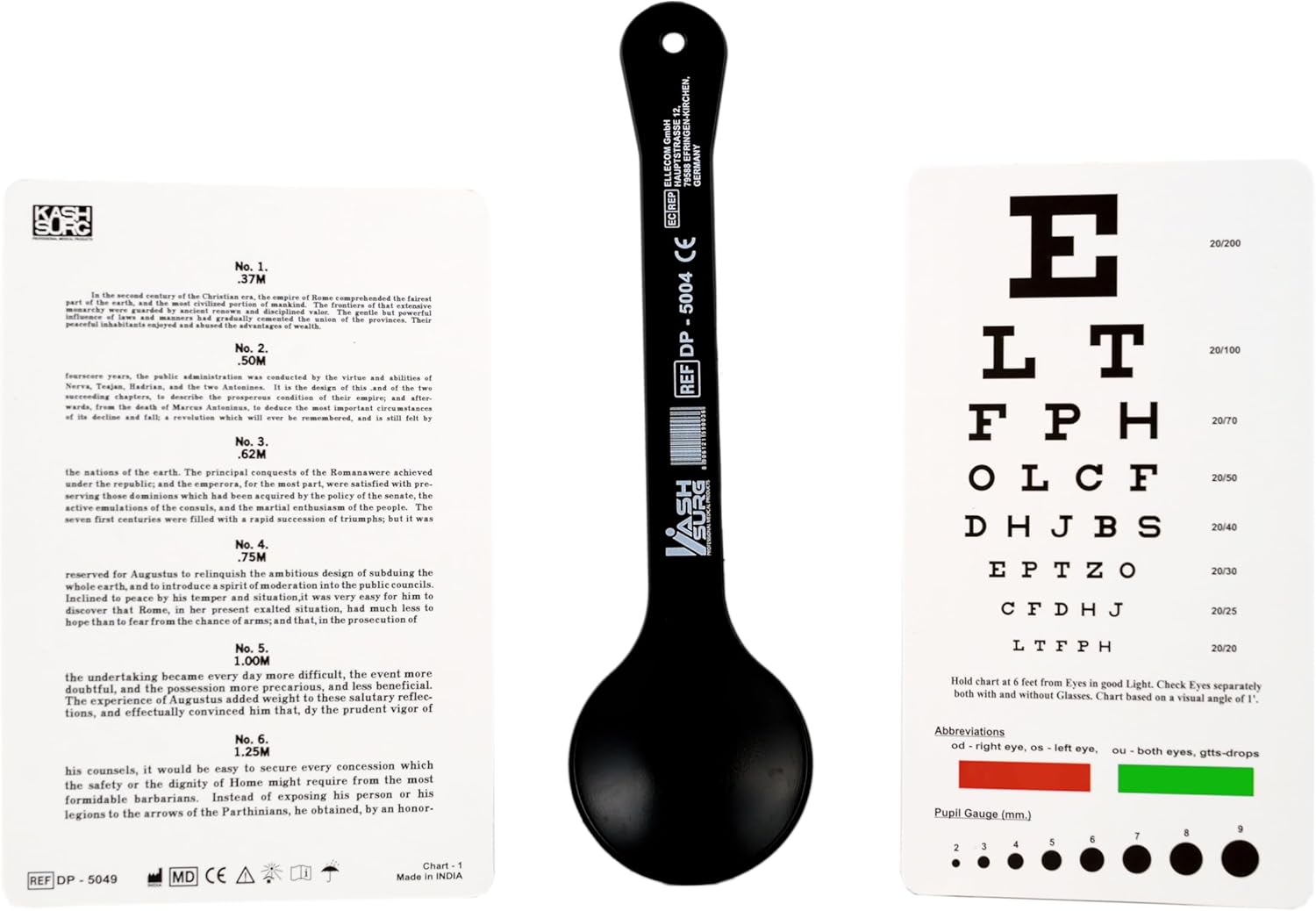 Amazon.com: KSIPL Snellen & Rosenbaum Pocket Eye Chart with Occluder 3 ...