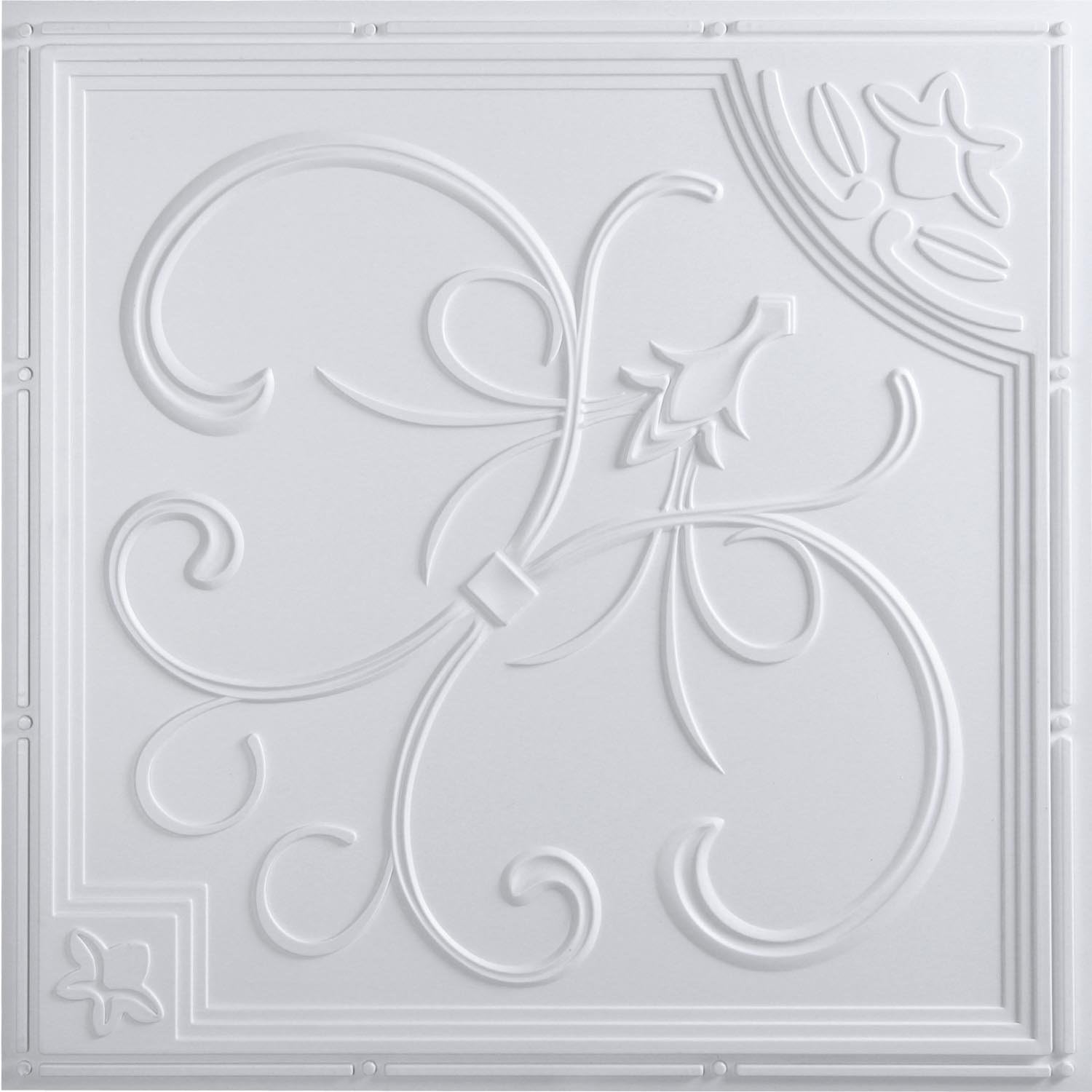 uDecor Regal Ceiling Tile (24" x 24") (White) - Decorative Tiles ...