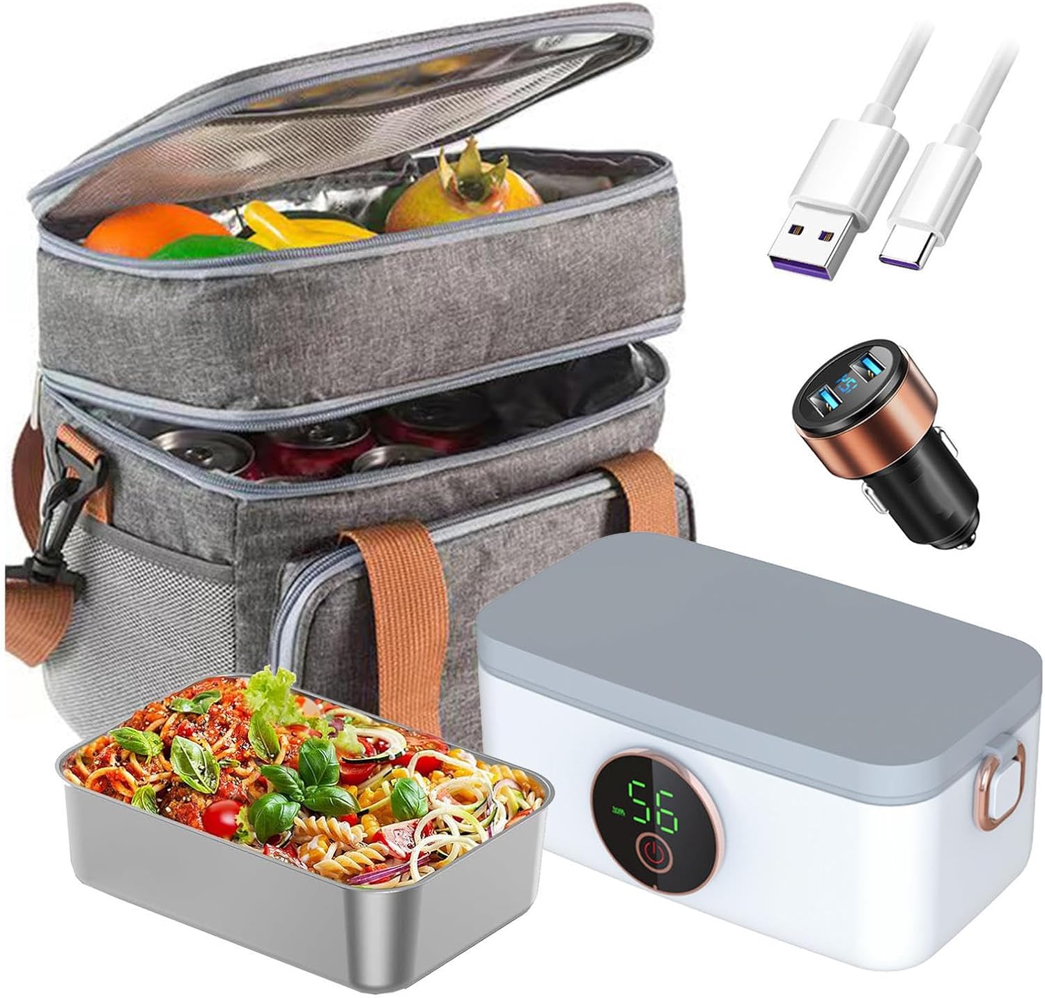 Amazon.com: DIGBYS Food Warmer Lunch Box Rechargeable and Cordless ...