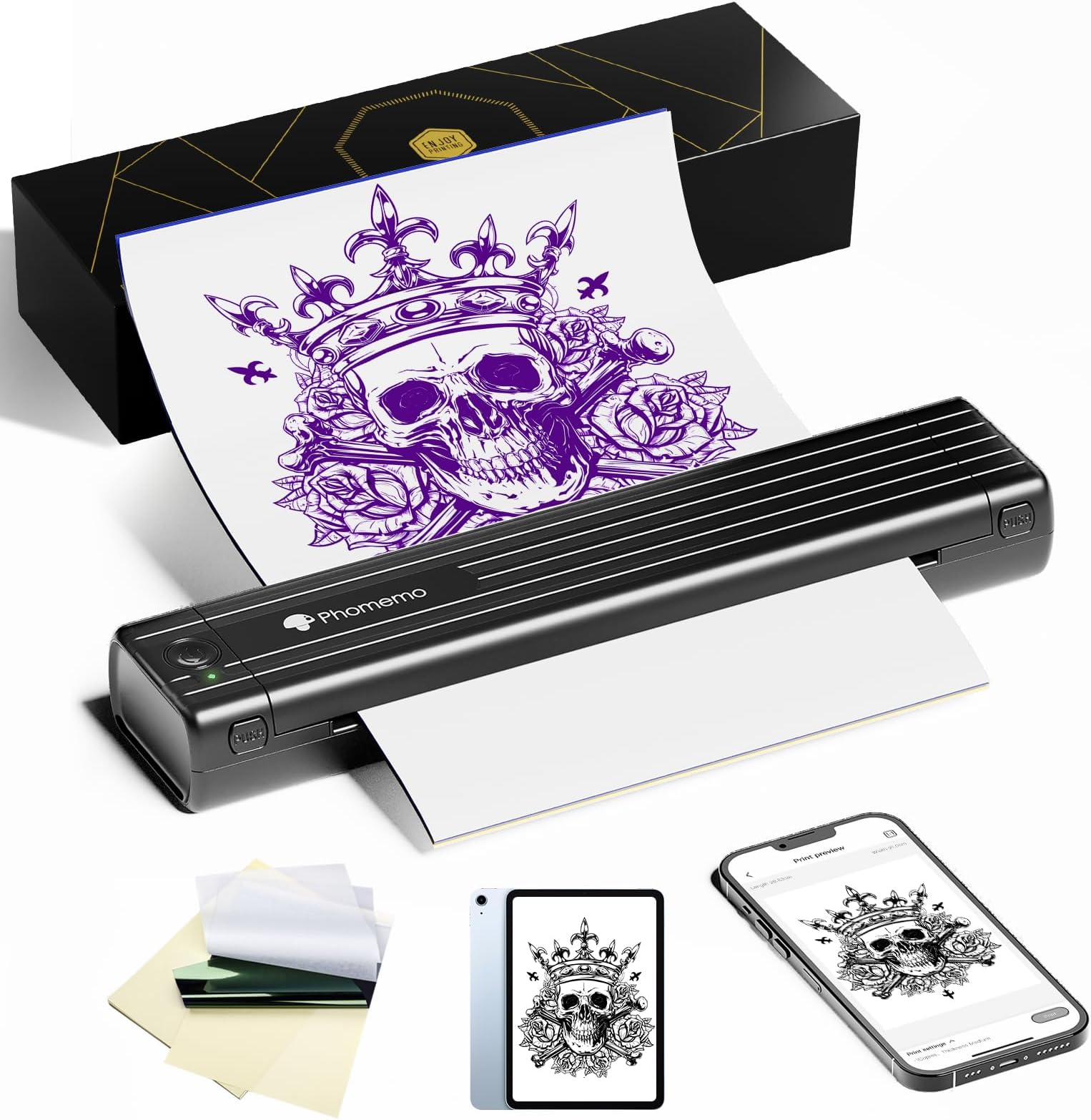 Amazon.com: Phomemo M08F Wireless Tattoo Transfer Stencil Printer ...