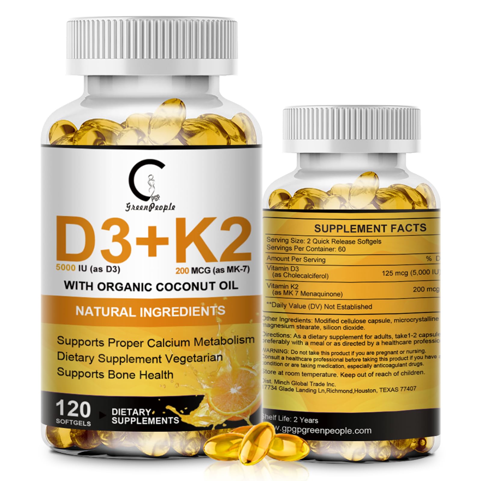 Amazon.com: Vitamin D3 K2 Supplement with Vitamin D3 5000 IU, 200 mcg ...