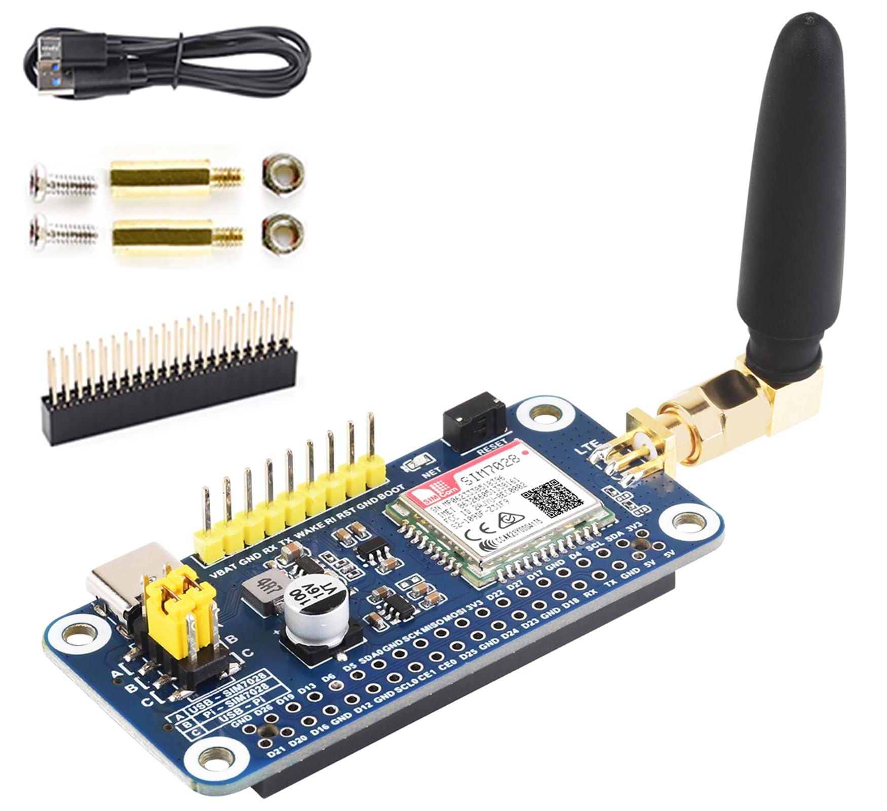 Amazon.com: SIM7028 NB-IoT HAT for Raspberry Pi 5/4B/3B+/2B/Zero/Zero ...