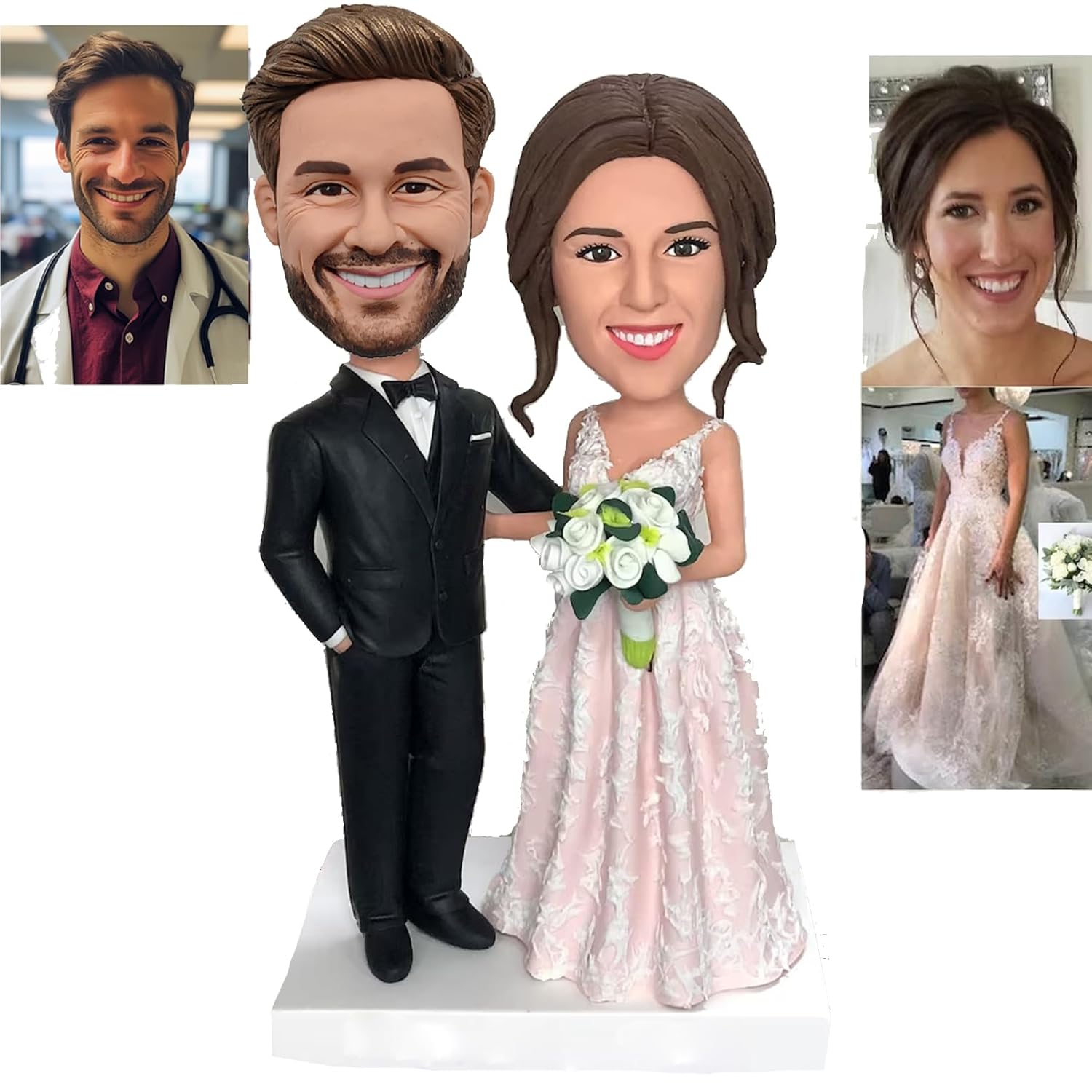 Amazon.com: MYBOBBLE Bobblehead Figurine and Groom and Bride Fully ...