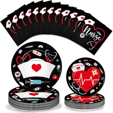Amazon.com: 80 Pack Nurse Paper Plates for Nursing Graduation Party ...