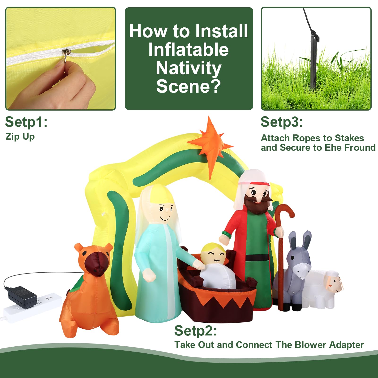 Snapklik.com : 7.5 FT Christmas Inflatable Nativity Scene Decorations ...