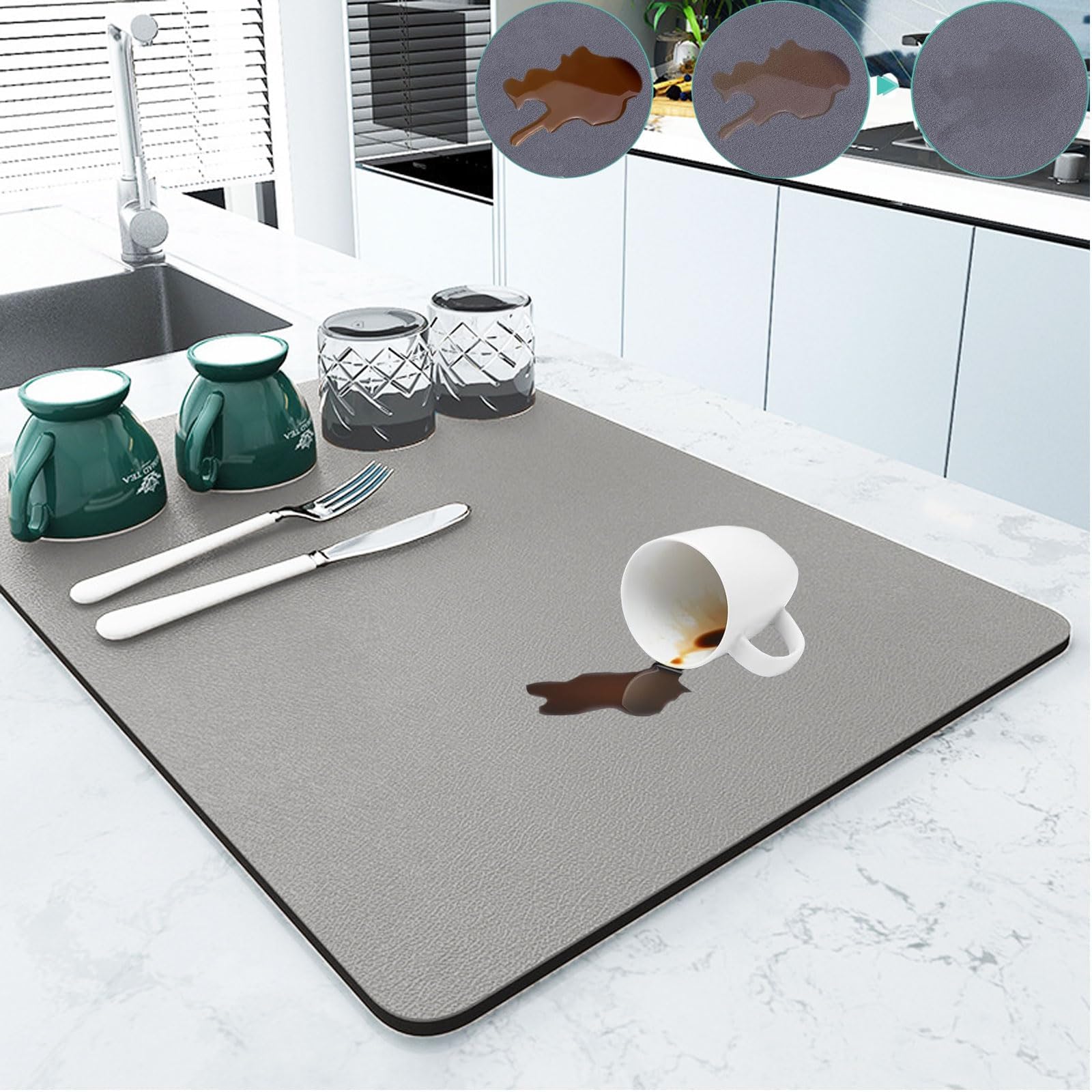 Tapete de secado de platos, tapete de microfibra altamente absorbente ...