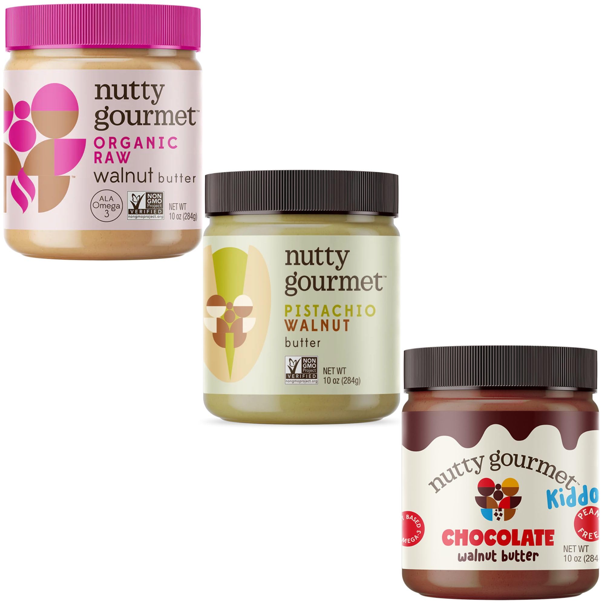 Amazon.com : Nutty Gourmet Walnut Butter Variety Pack - Pistachio Nut ...