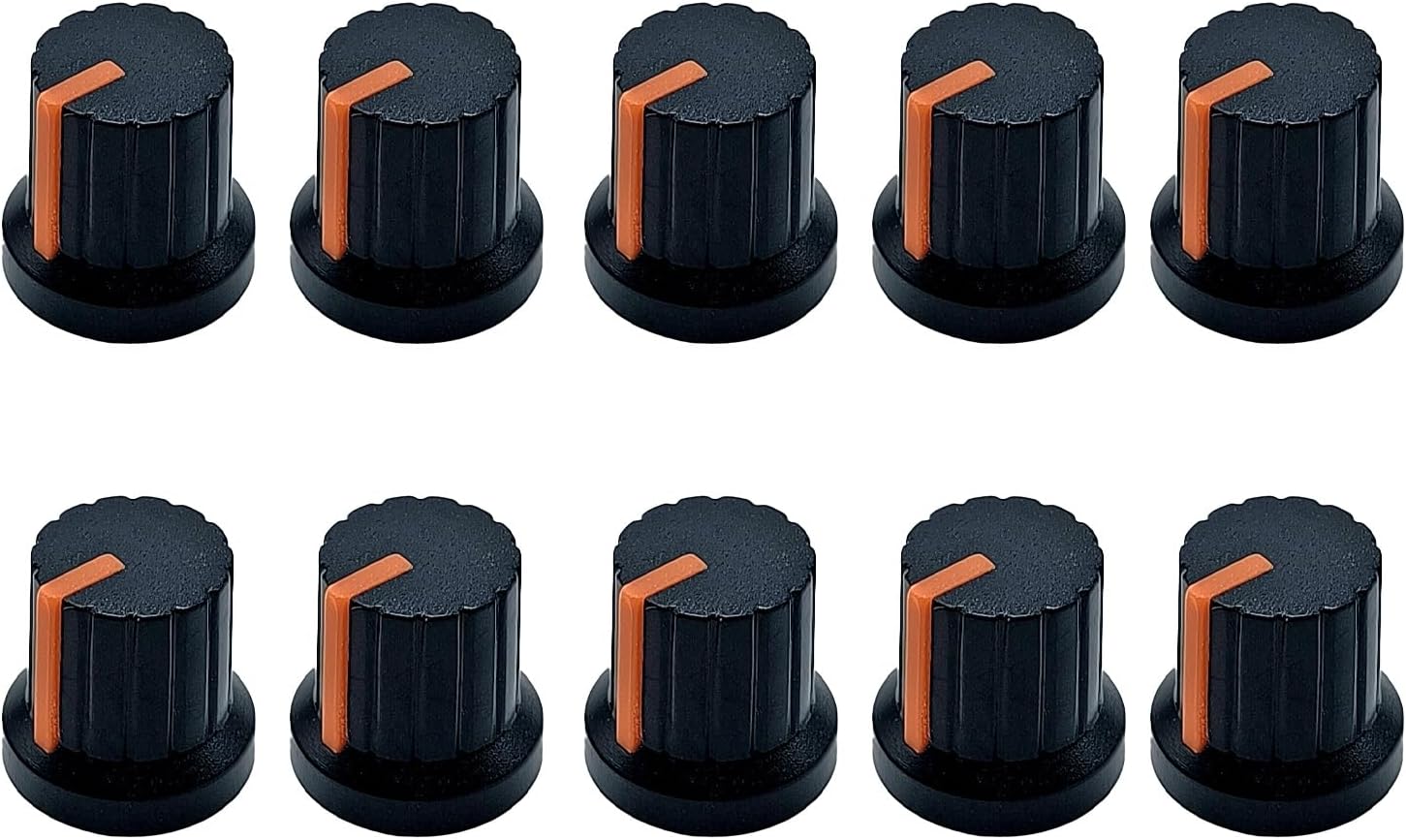 10Pcs Electronic Control Potentiometer Knob 6mm Knurled Shaft Hole ...