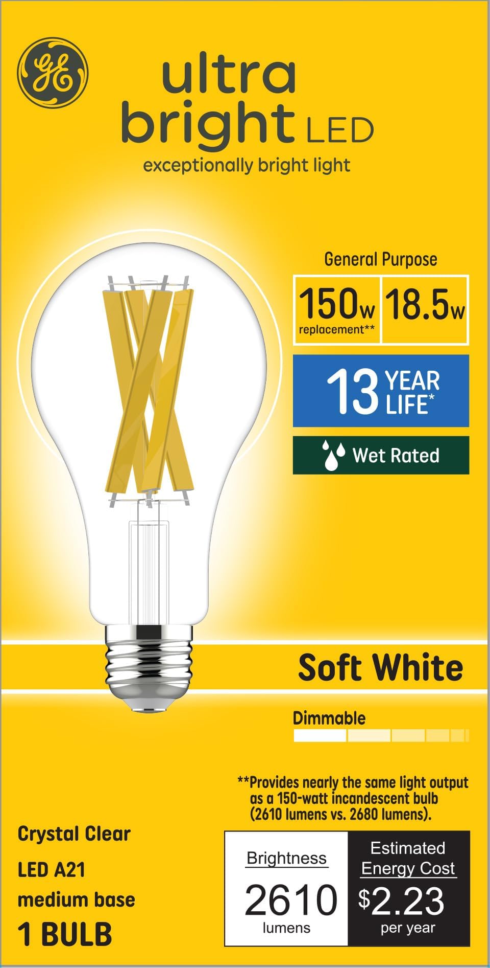 GE Ultra Bright 150-Watt EQ A21 Soft White Medium Base (E-26) Dimmable ...