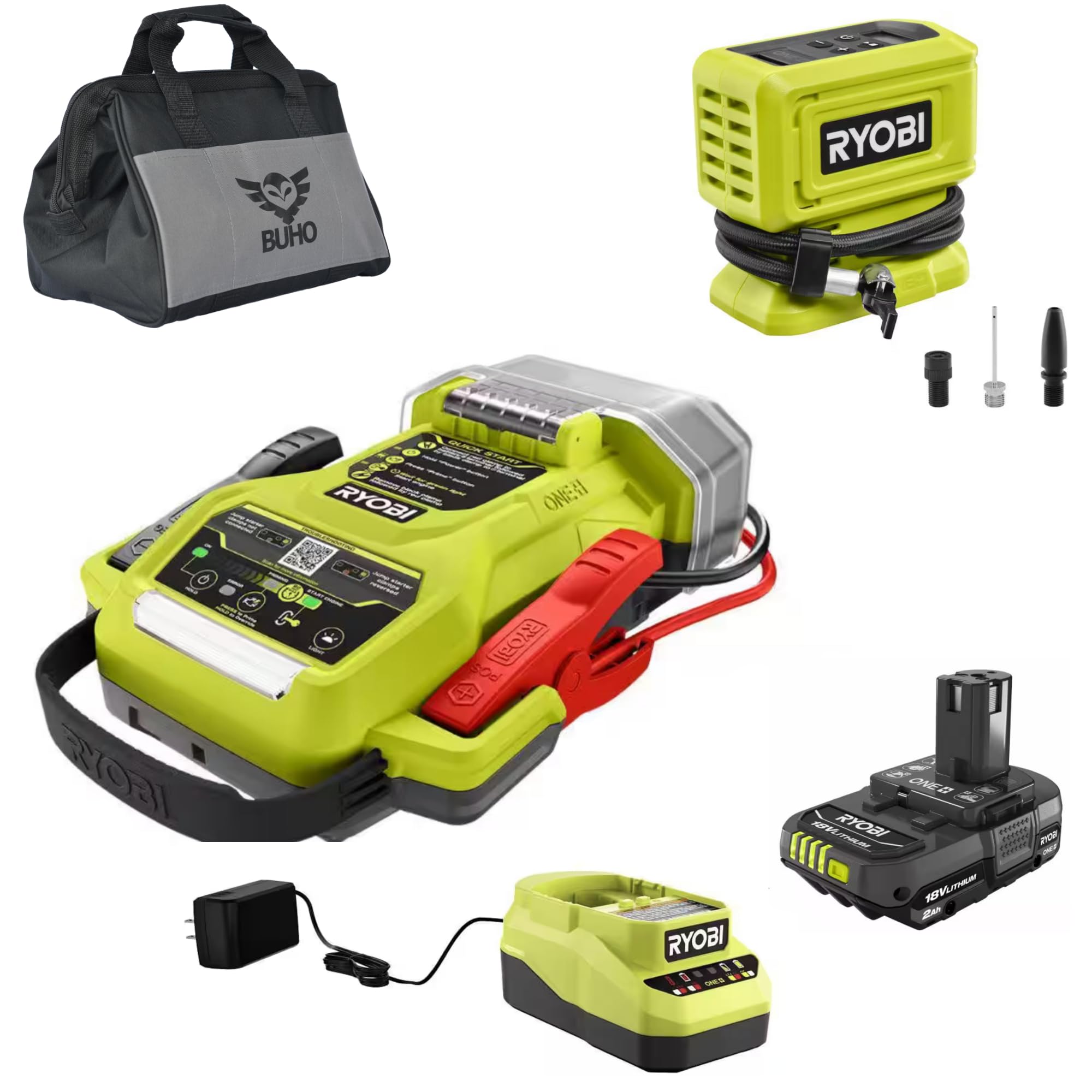 Amazon.com: Buho Cordless Jump Starter and Inflator Accessory Bundle ...