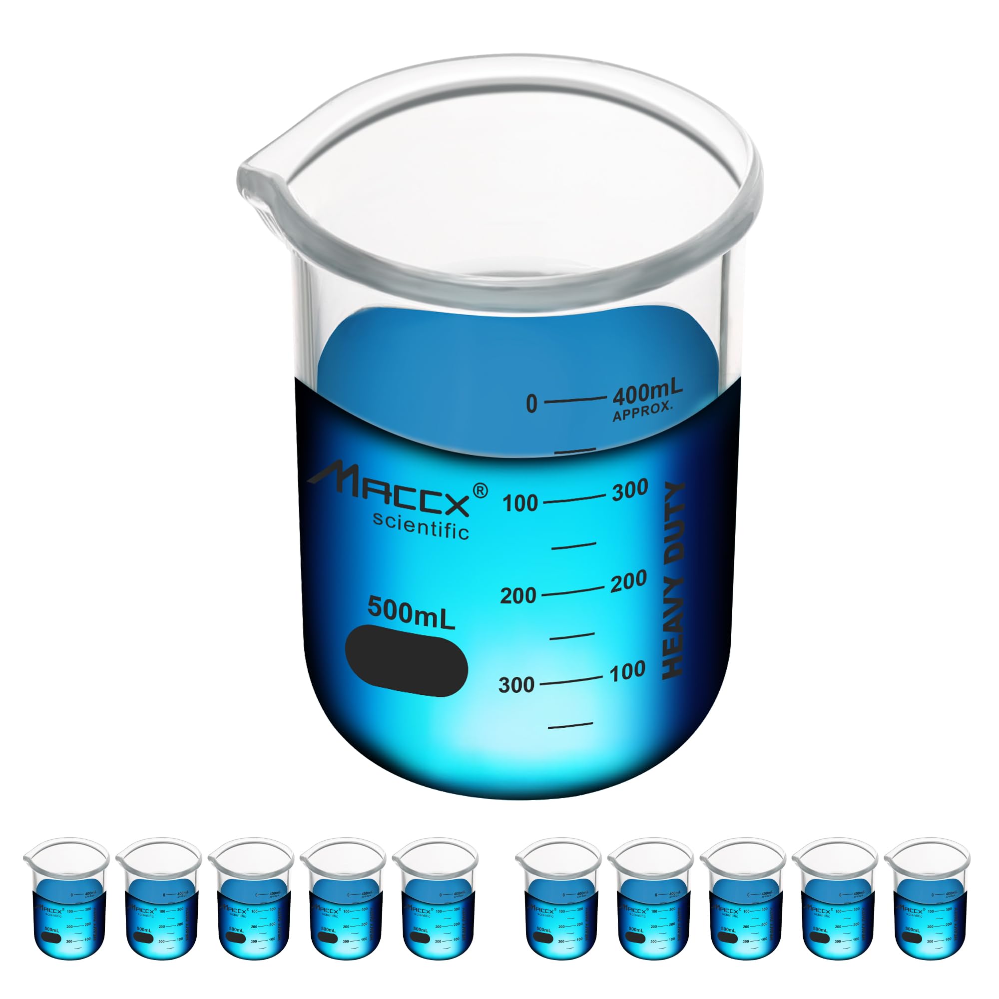 Snapklik.com : Maccx 169oz(500ml) Sturdy Glass Beaker, Heavy-Duty Beaker Set, 3.3 Borosilicate ...