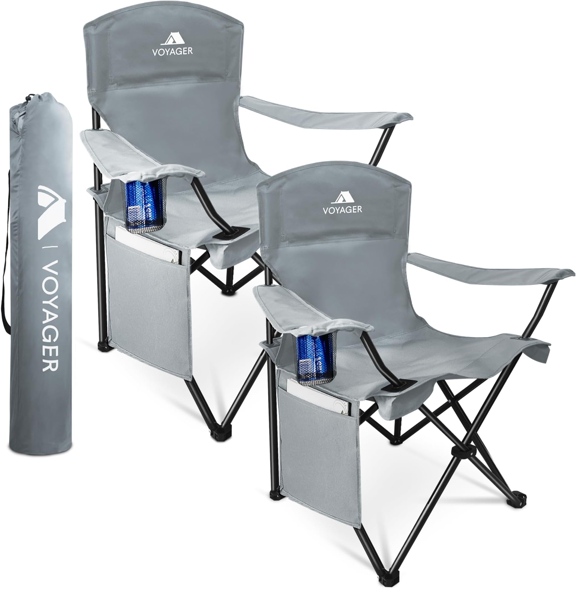 Voyager Folding Camping Chair 2-Pack, Lightweight with Pocket and ...