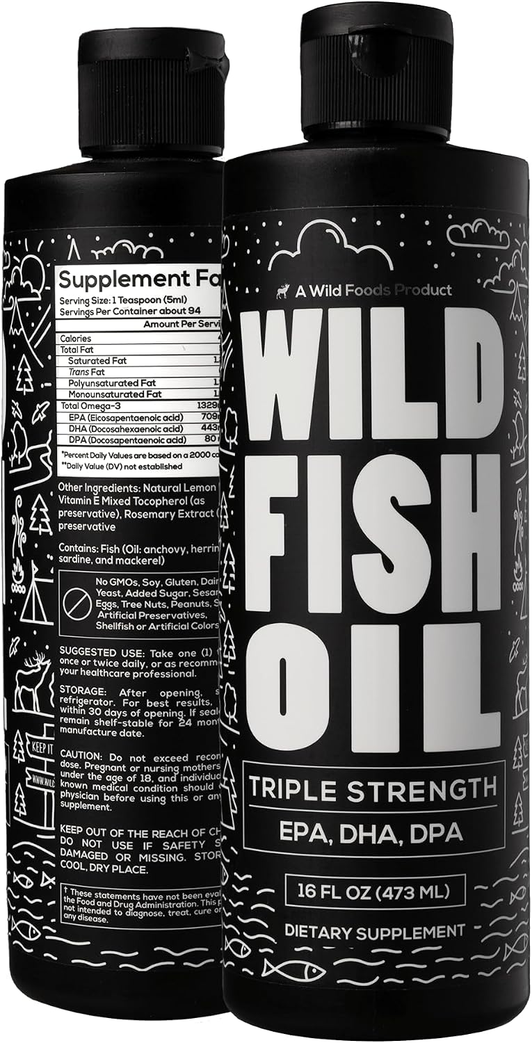 Amazon.com: Wild Foods Liquid Omega 3 Fish Oil Supplement, Lemon, 16 oz ...