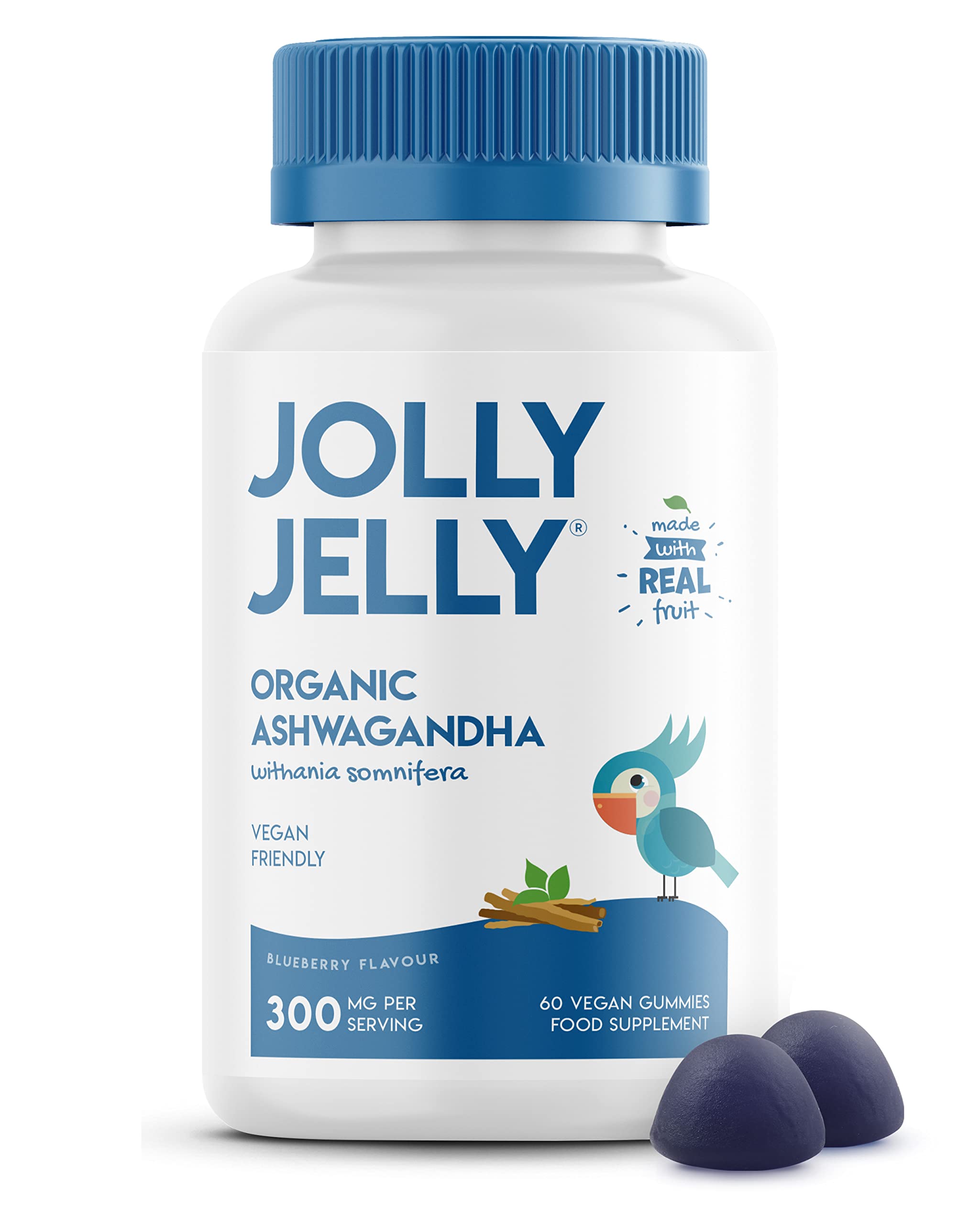 Organic Ashwagandha Gummies 300mg 97 Real Fruit Blueberry Flavour ...