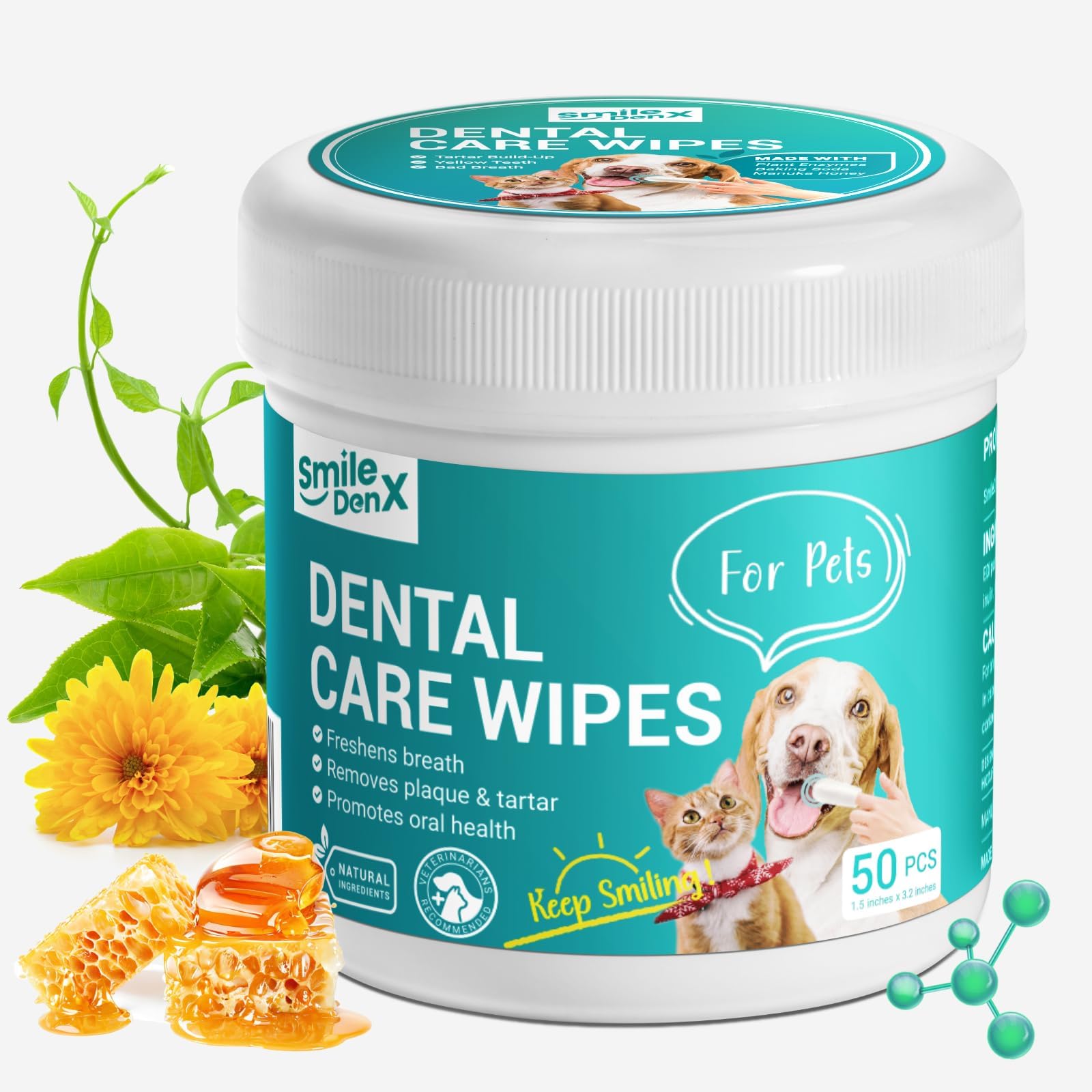 Amazon.com: SDJUFEI 50Pcs Teeth Cleaning Wipes for Dogs & Cats, Dog ...