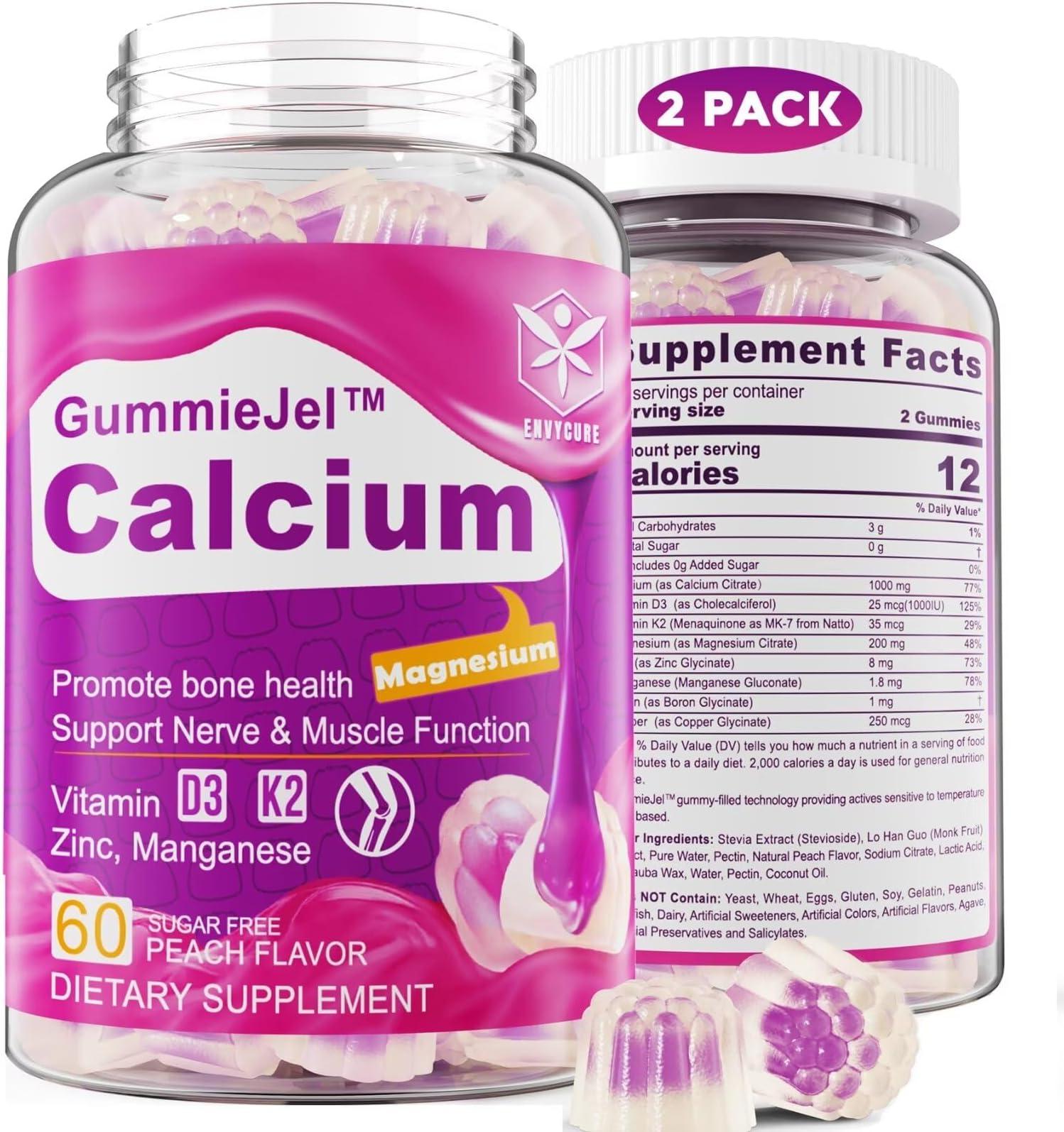 Amazon.com: Sugar-Free Calcium Citrate Gummies 1000mg w/Vitamin D3 K2 ...