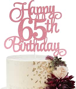 Amazon.com: Happy 65th Birthday Cake Topper Rose Gold 65th Birthday ...