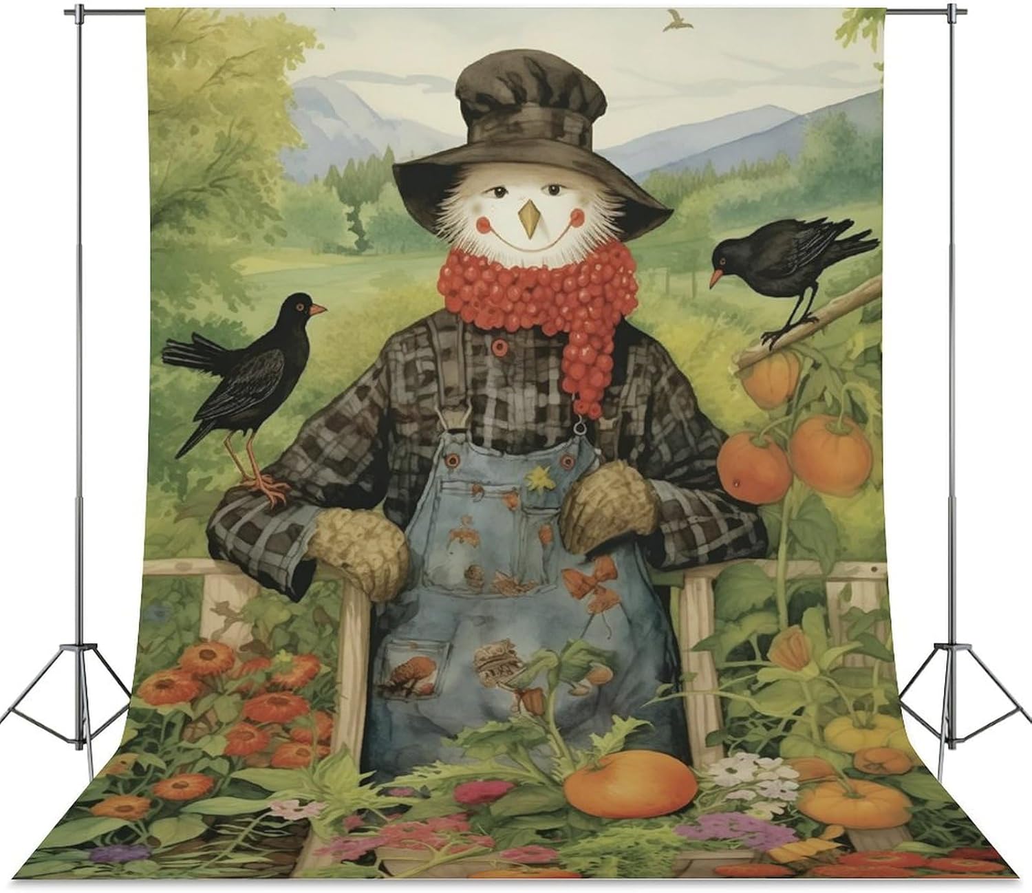 Amazon.com : Friendly Scarecrow Fall Photo Banner Backdrop Backdrop ...
