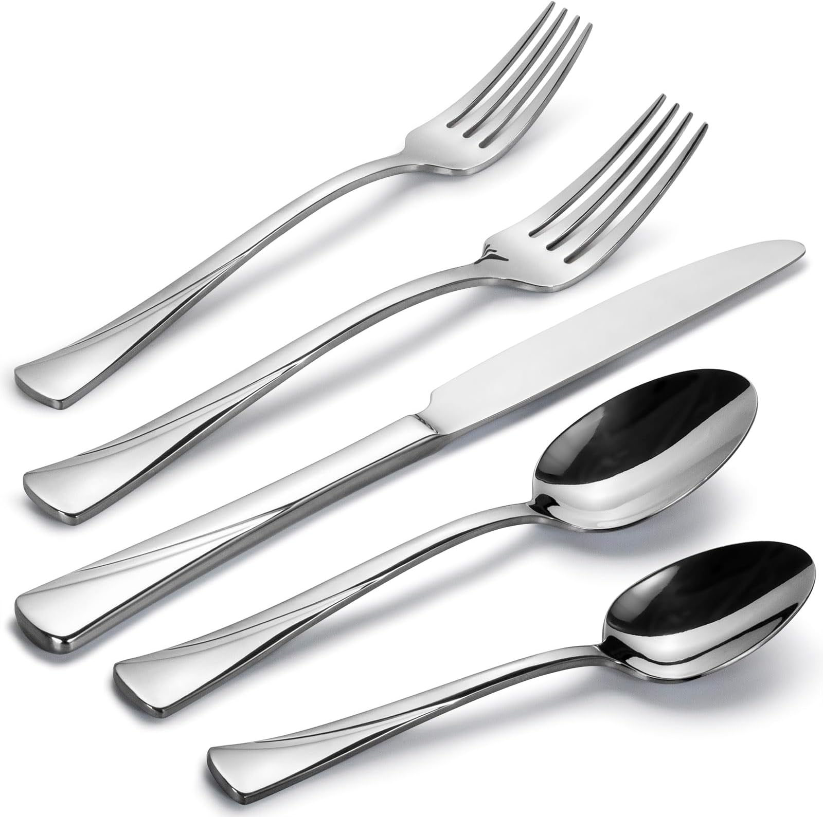 Amazon.com: LIANYU Silverware Set for 4, 20-Piece Stainless Steel Flatware Set, Fancy Cutlery ...