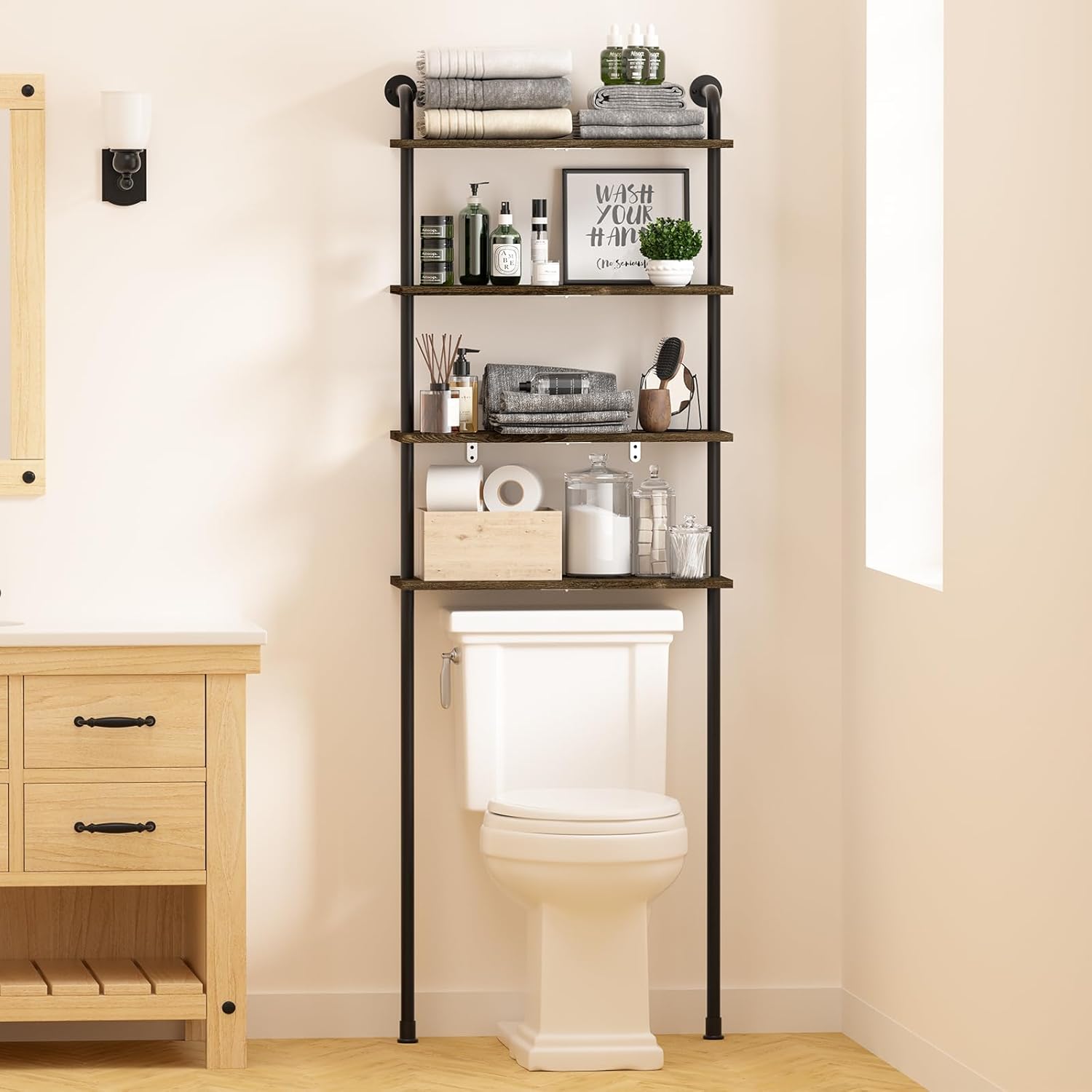 Amazon.com: Jewem Over The Toilet Storage, 4 Tier Bathroom Shelf ...