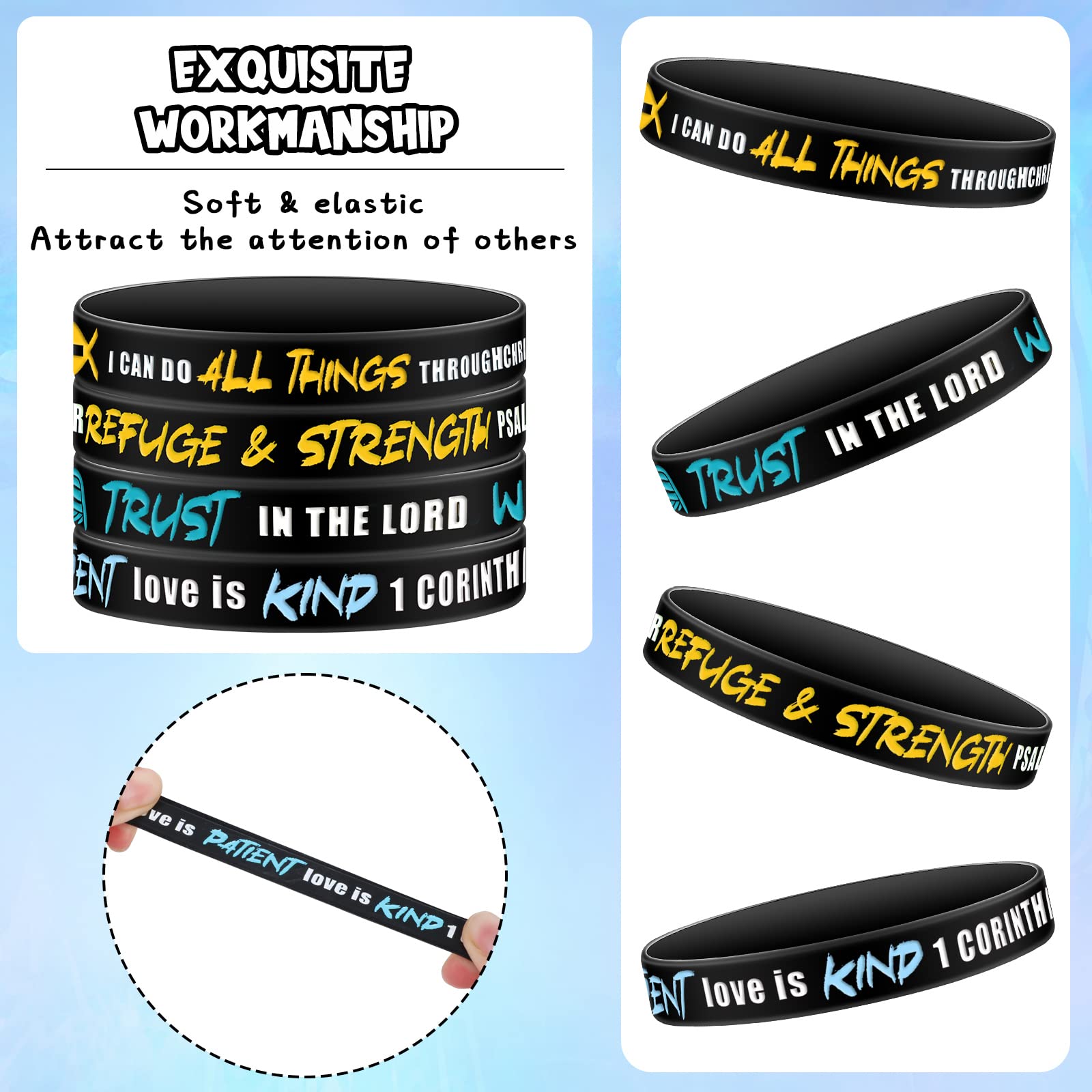 Snapklik.com : 48 Pcs Bible Verse Bracelets Christian Scripture ...