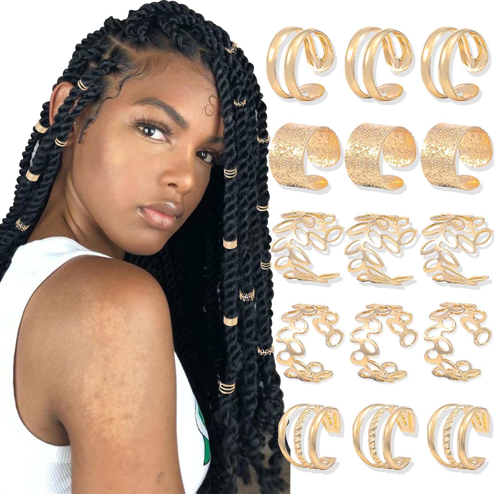 Amazon.com : NAISKA 15PCS Hair Jewelry for Braids Hair Beads Dreadlock ...