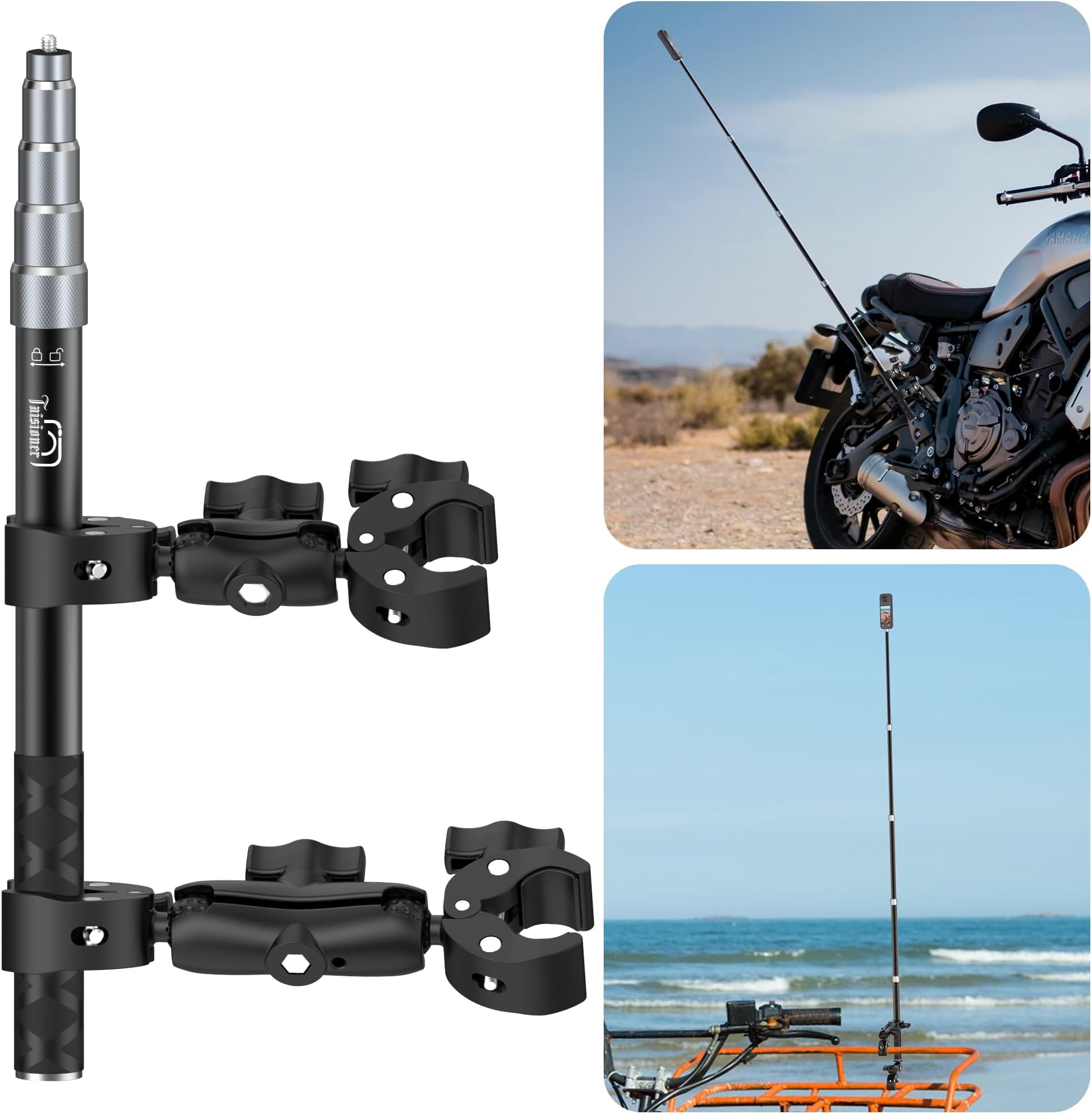 Amazon.com : Taisioner Motorcycle Bike Handlebar Double clamp Mount ...