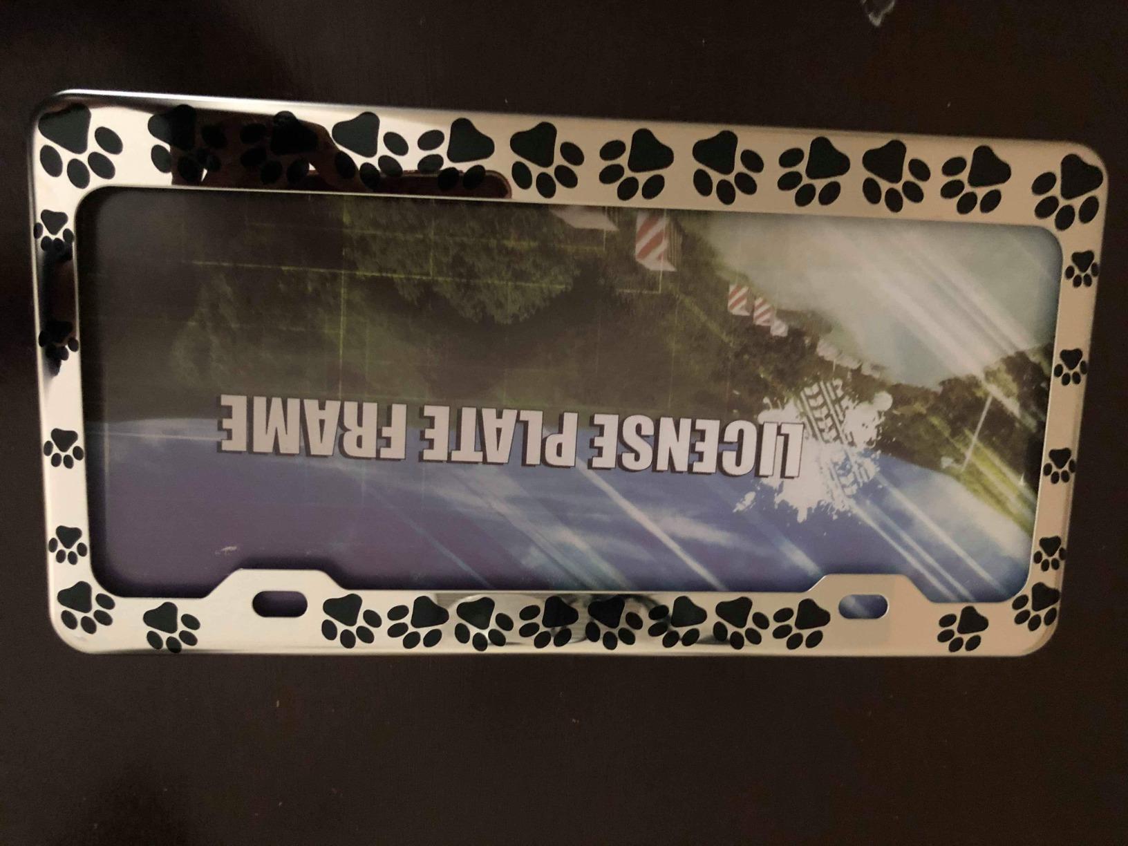 Amazon.com: Dog Paws Heavy Duty Stainless Steel Chrome License Plate ...