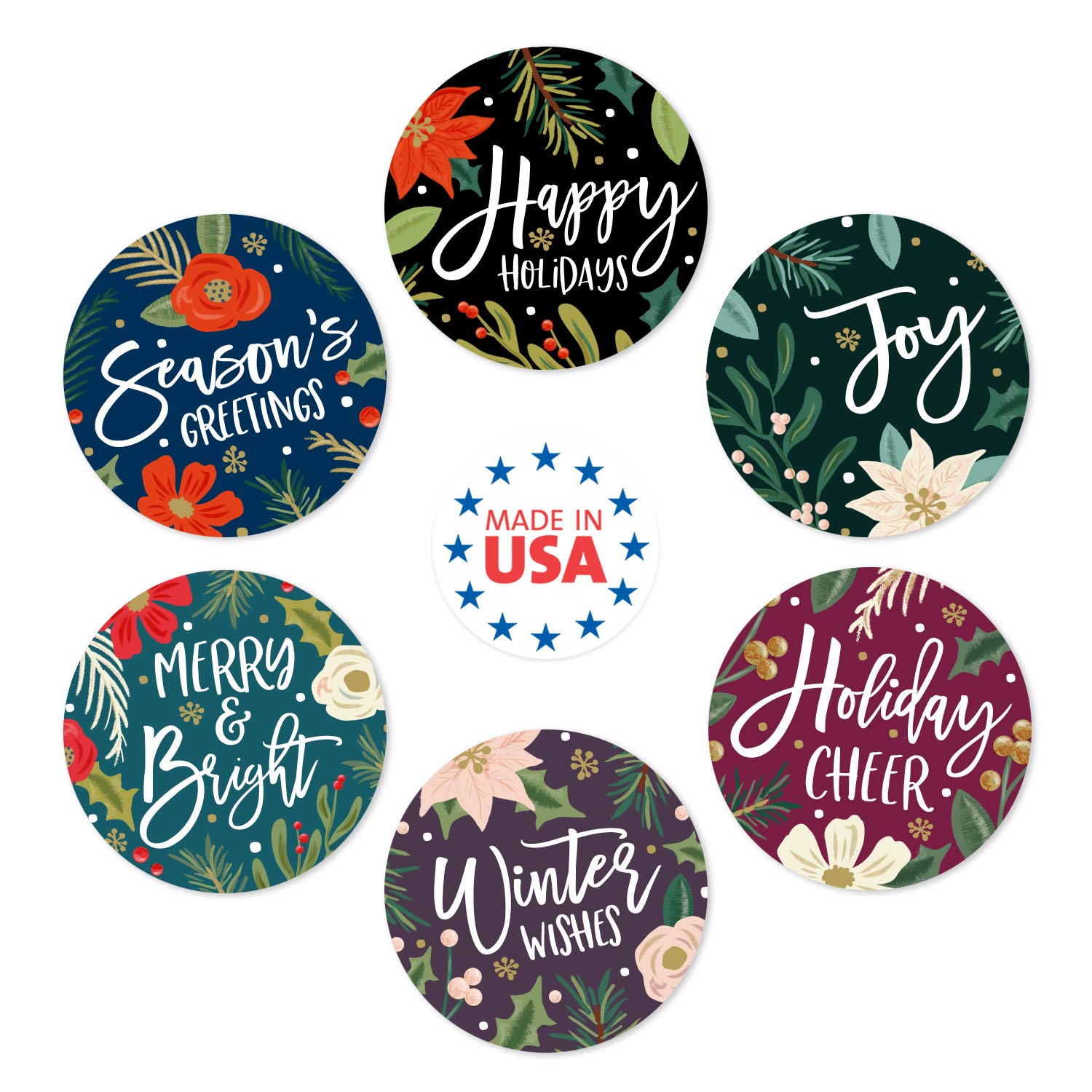 Snapklik.com : Bold Floral Holiday Stickers / 500 Modern Poinsettia ...