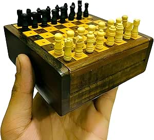 Amazon.com: Handmade Wooden Mini Chess Board Game ~ Travel Vintage ...