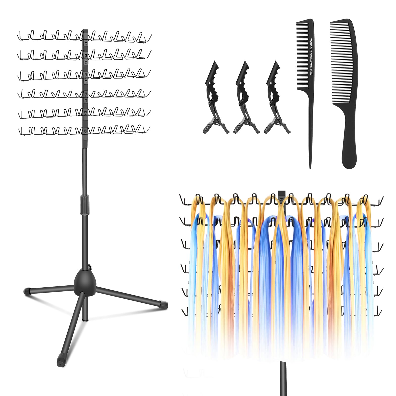 Amazon.com: LIPWILL Braiding Hair Rack with 144 Pegs, Height Adjustable ...