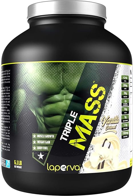 laperva Triple Mass Gainer Protein Powder, High Calorie Weight Gainer ...