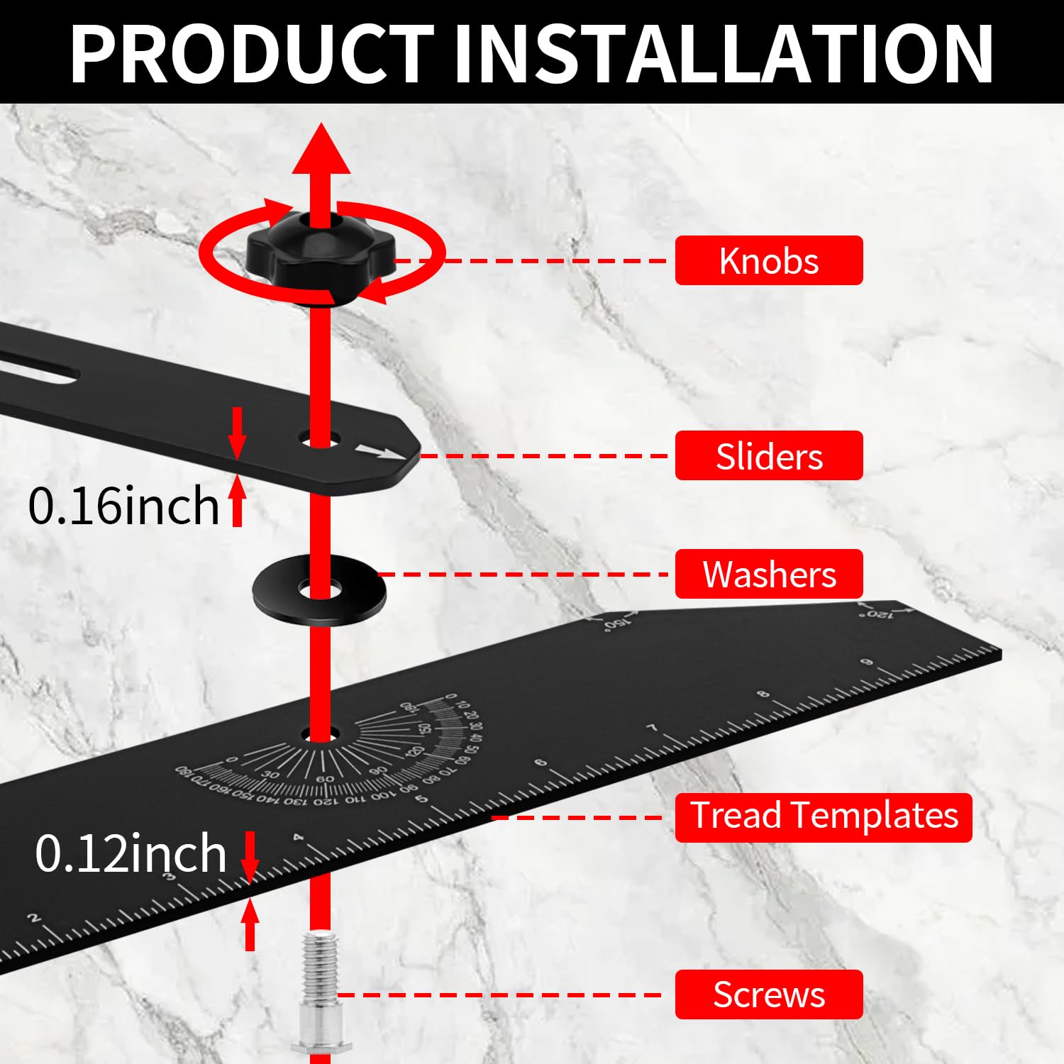 Snapklik.com : Stair Tread Template Tool-PMMJ Framing Square Stair ...