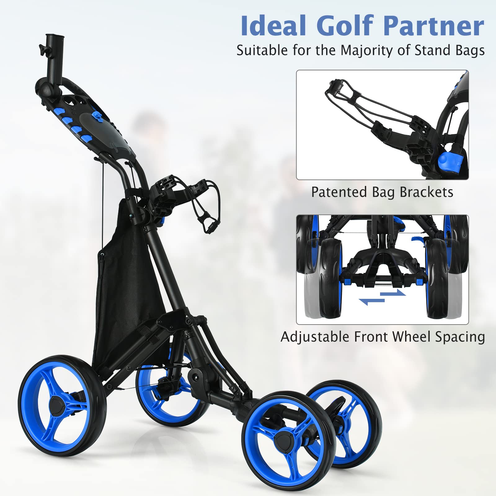 Snapklik.com : Tangkula Golf Push Pull Cart, Lightweight Aluminum ...