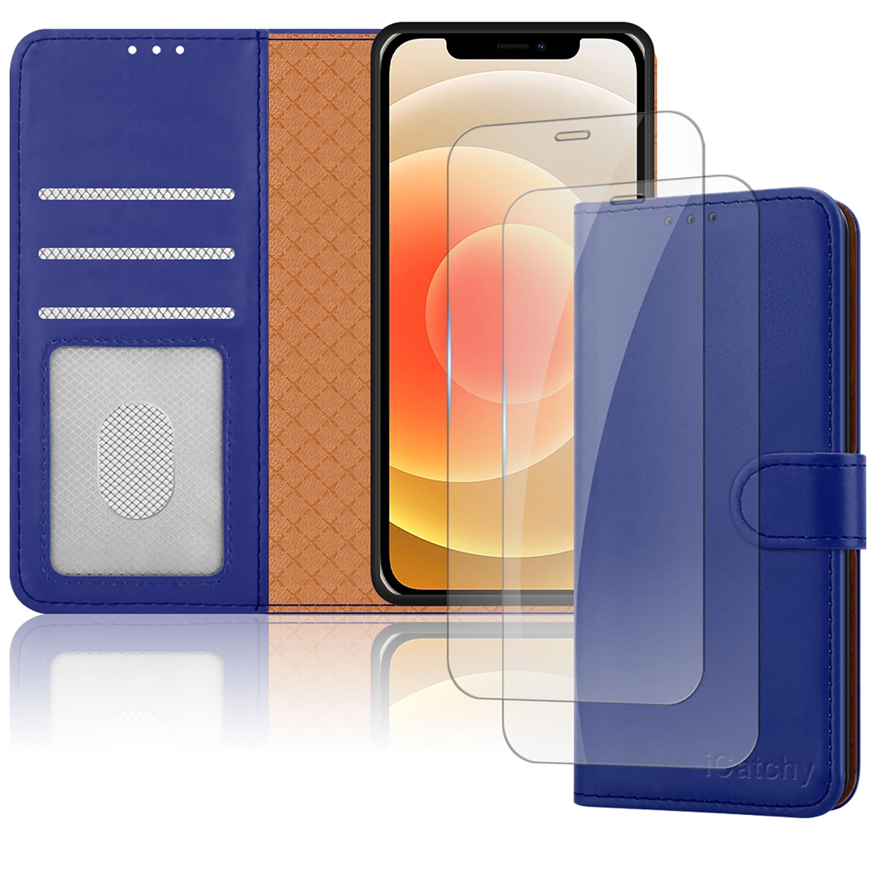 iCatchy for iPhone 12 Case/iPhone 12 Pro case Leather Wallet Book Flip ...