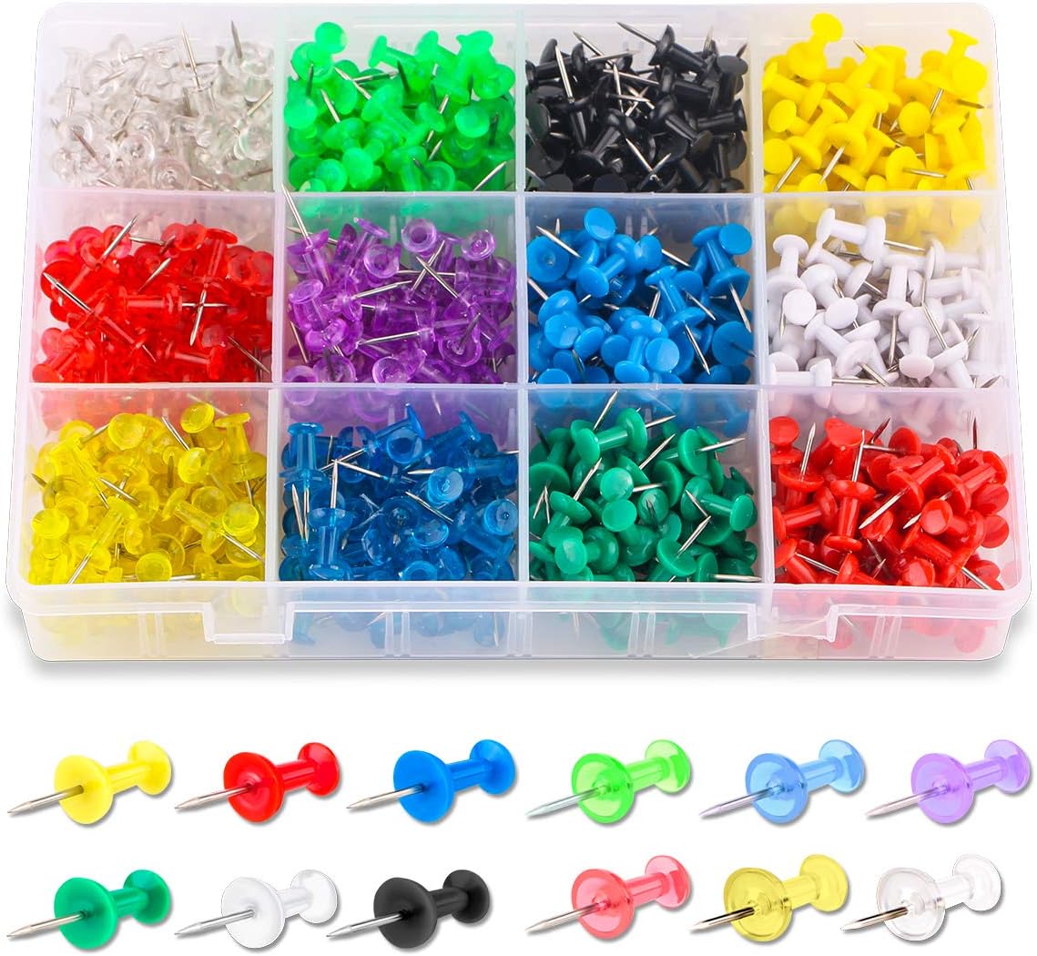 Amazon.com: Yalis Push Pins Color Thumb Tacks 600-Count Standard Pins ...
