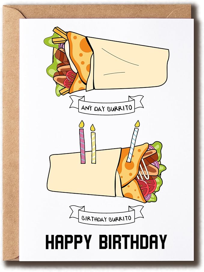 Amazon.com : MHSDesigns Burrito Cake Birthday Card - Birthday Burrito ...