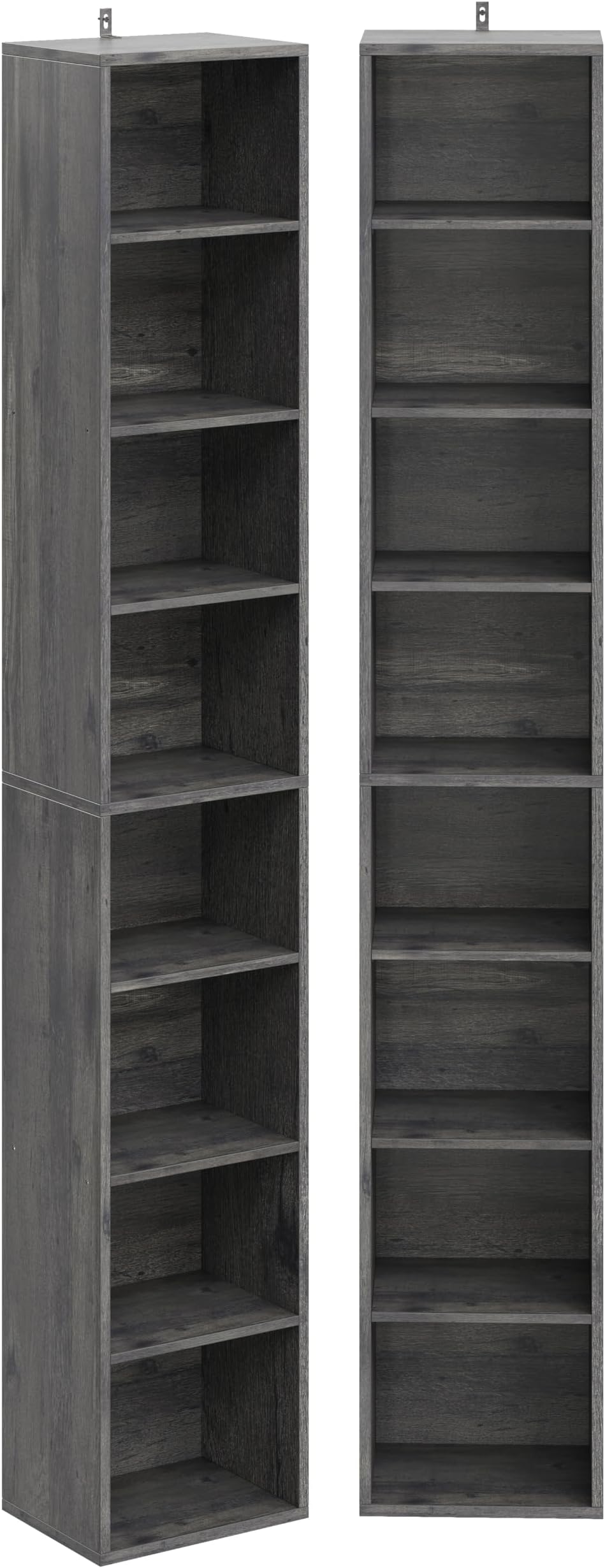 Amazon.com: IRONCK Tall Narrow Bookshelf 8 Tiers 71in Set of 2, Compact ...